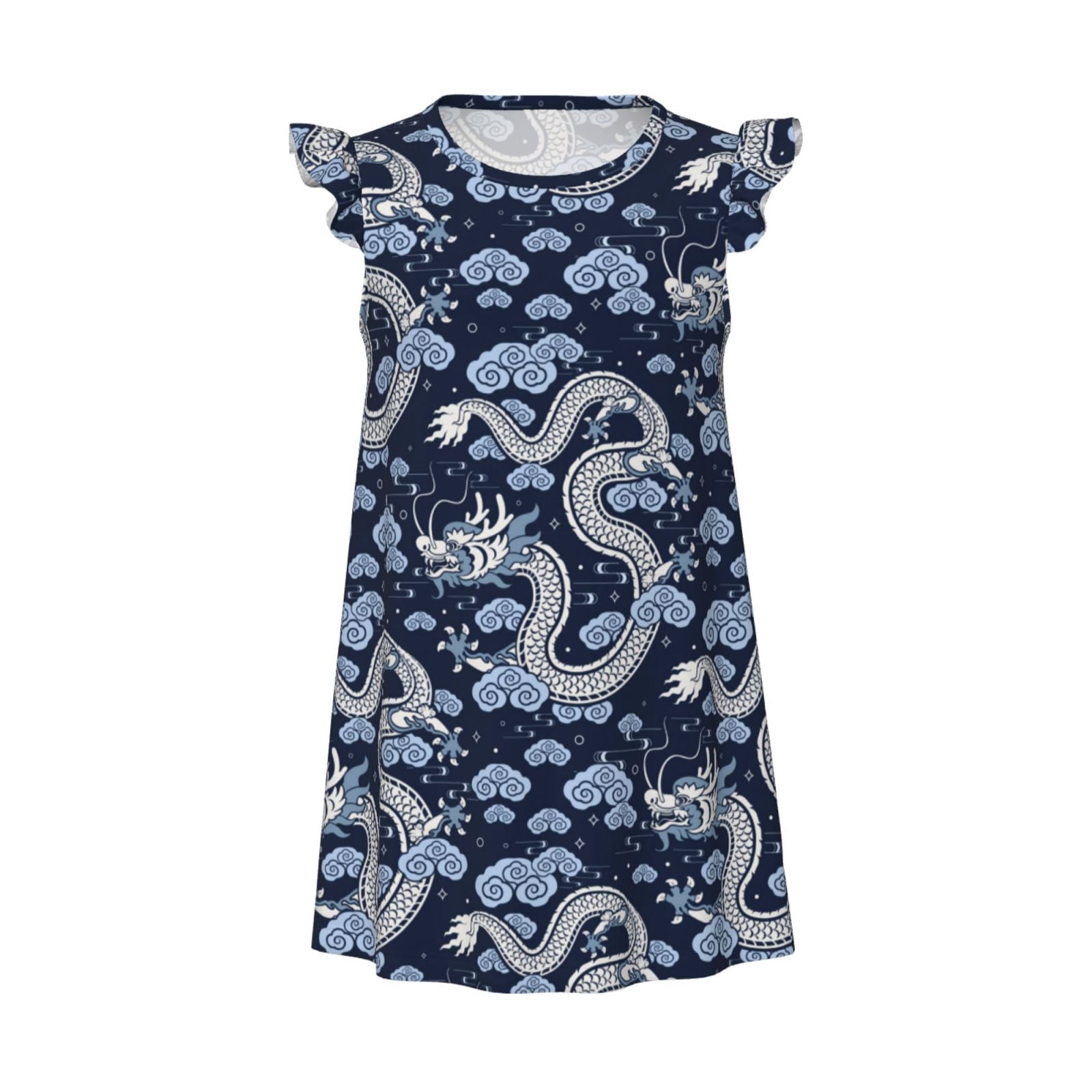 Dragon A Girls Nightgown, Flutter Short Sleeves Night Dress, Pajamas ...