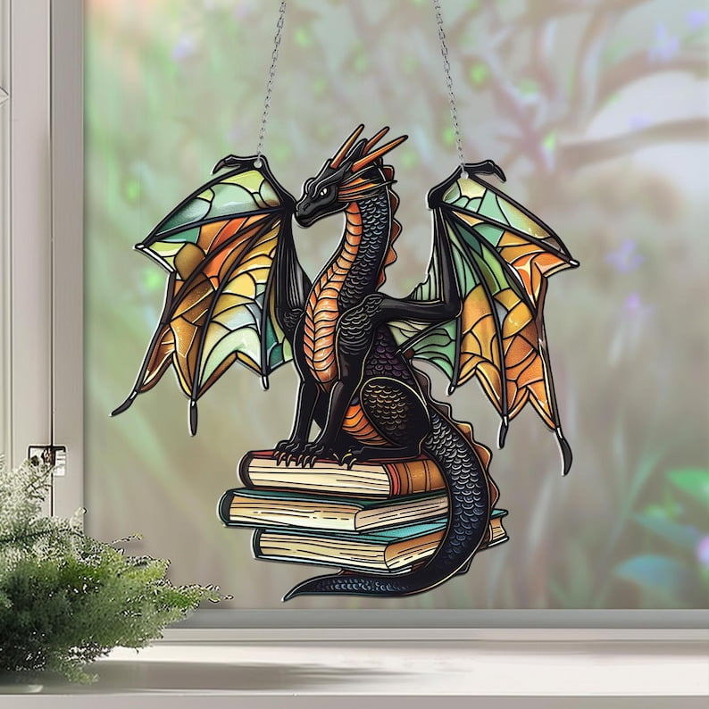 Dragon Acrylic Window Hanging, Dragon Ornament, Dragon Halloween Decor ...