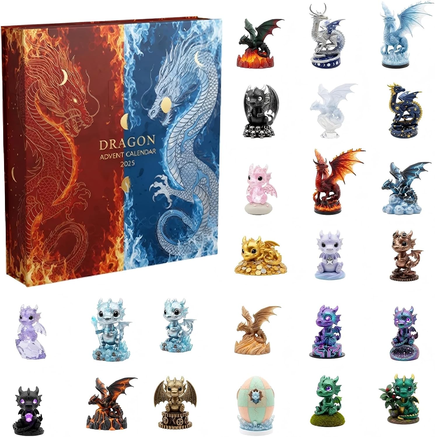 Dragon Advent Calendar 2025, 24 Days of Mini Dragon & Egg Ornaments for ...