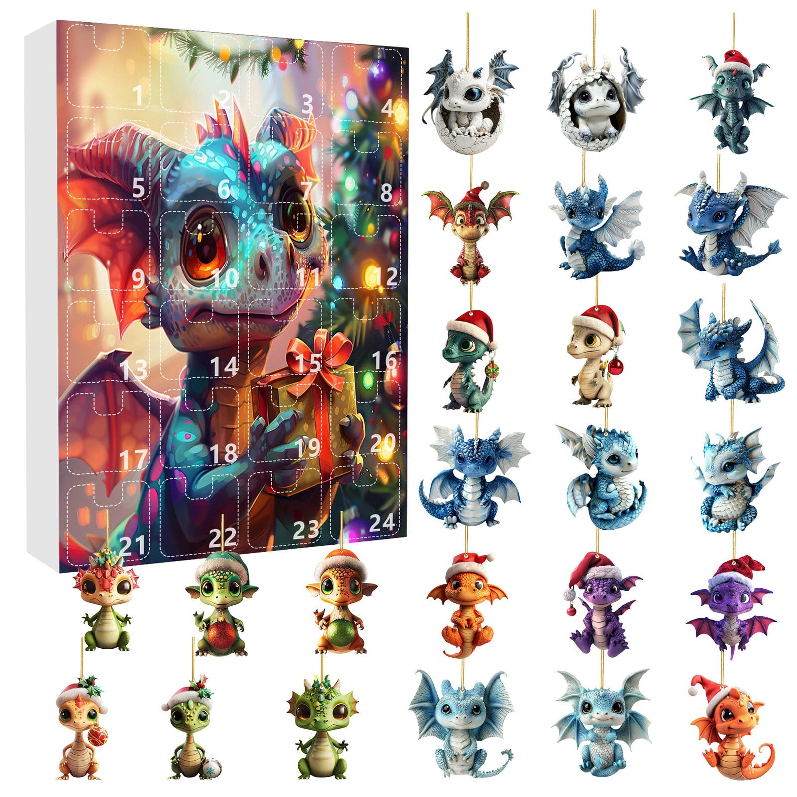 Dragon Advent Calendar 2025,24 Days of Mini Dragon & Egg Ornaments for ...