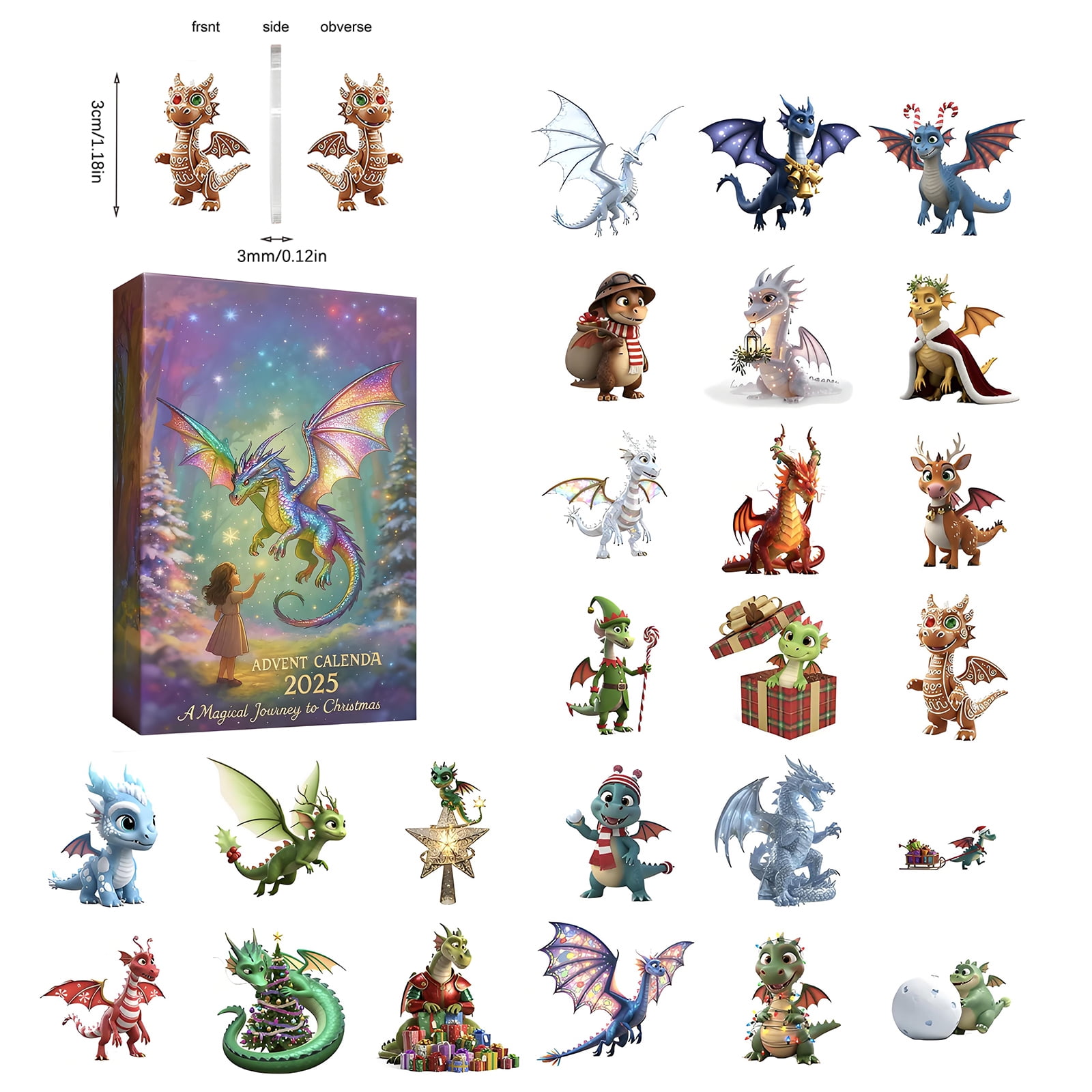 Dragon Advents Calendars 2025, 24 Days Dragon Figurines Christmas ...