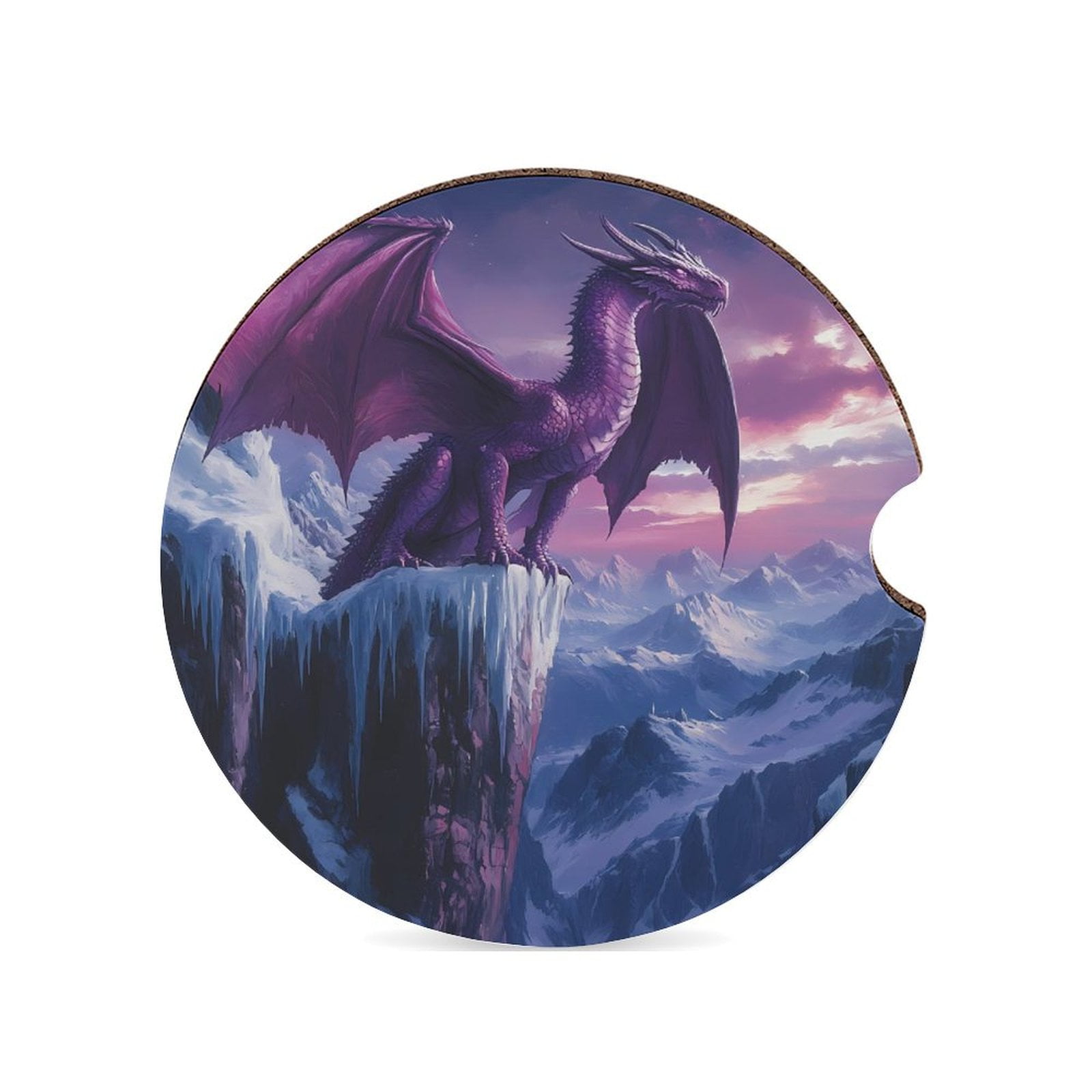 Dragon And Moon Car Coasters for Drinks with A Finger Notch for Easy ...