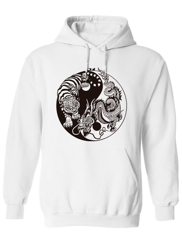 Dragon And Tiger Yin Yang B/w Hoodie Men -Image by Shutterstock, Male ...