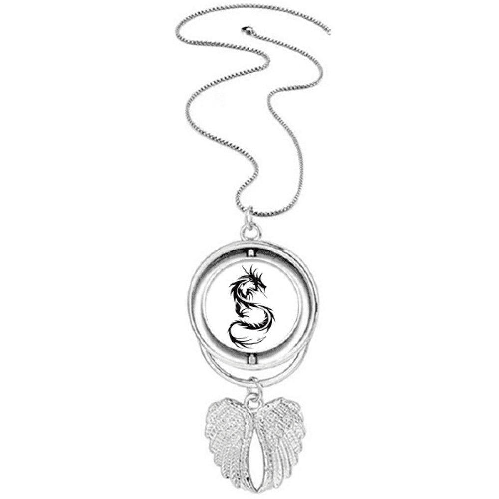 Dragon Animal Art Grain Outline Pendant Angel Wings Rotating Necklace ...