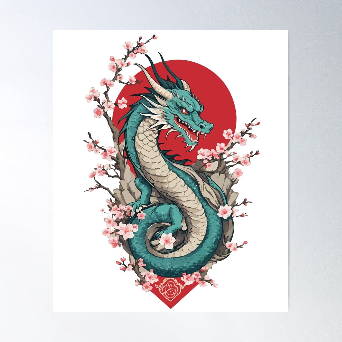 Dragon Anime Fan Japanese Dragon Vintage Style Poster Wall Art, Modern ...