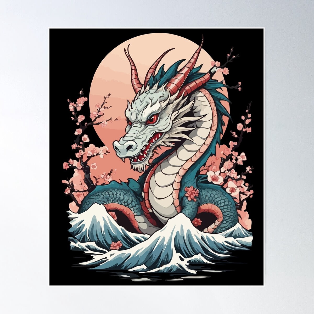 Dragon Anime Fan Japanese Vintage Style Poster Wall Art, Modern Wall ...