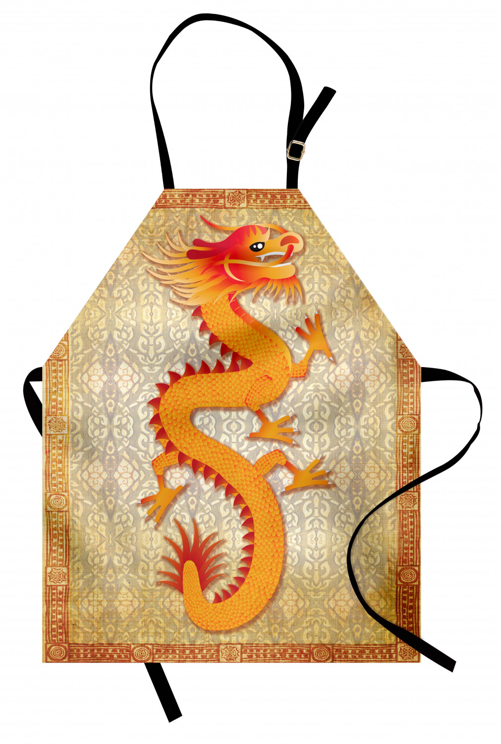 Dragon Apron, Chinese Folk Elements Cartoon Style Serpent with ...