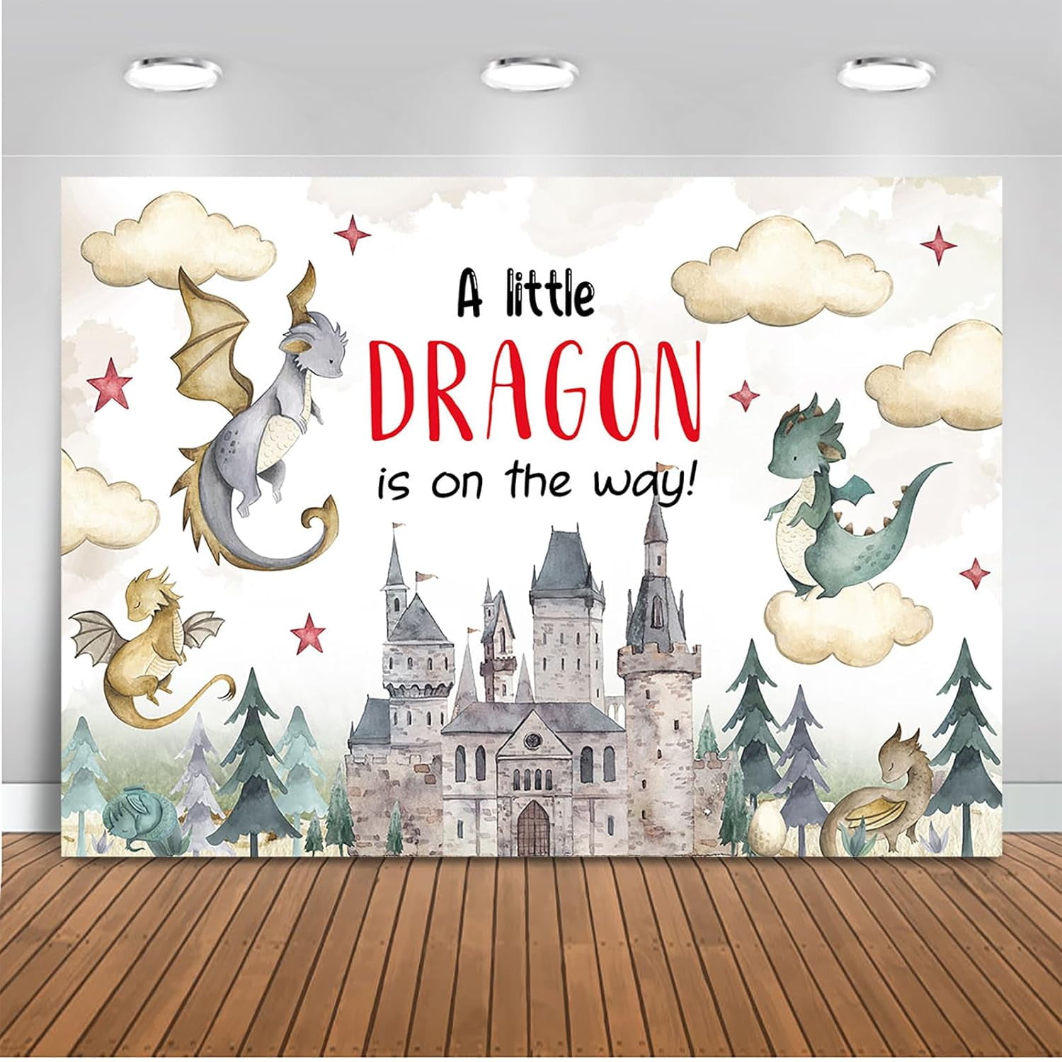 Dragon Baby Shower Backdrop A Little Dragon is on The Way Girl Boy ...