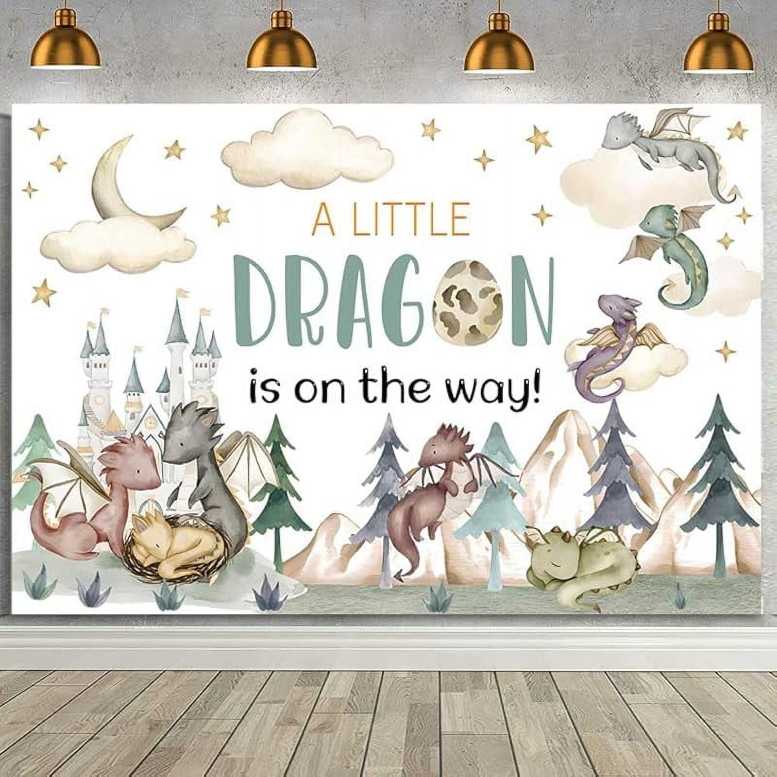 Dragon Baby Shower Backdrop for Kids A Little Dragon is on The Way ...