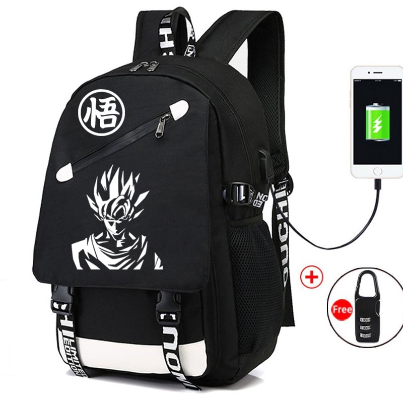 Dragon Ball Backpack | Black & Orange Rucksack with Adjustable Straps ...