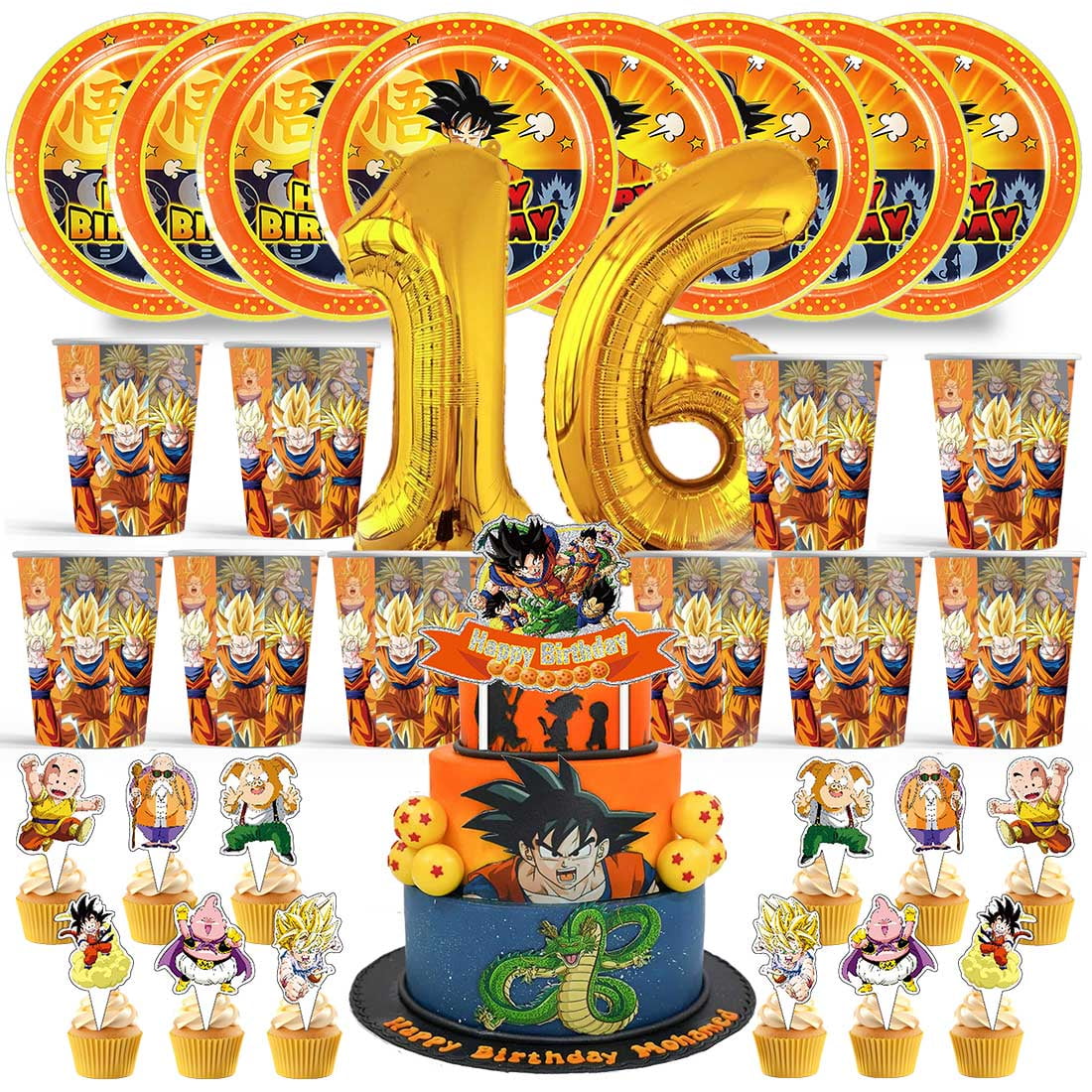 Dragon Ball Birthday 16th Cups Party Supplies Plates Fans Decorations ...