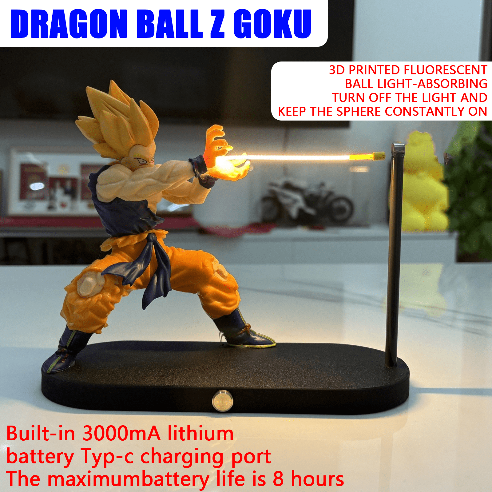 Dragon Ball LED Night Light - Super Saiyan Son Goku Launching Teleport ...