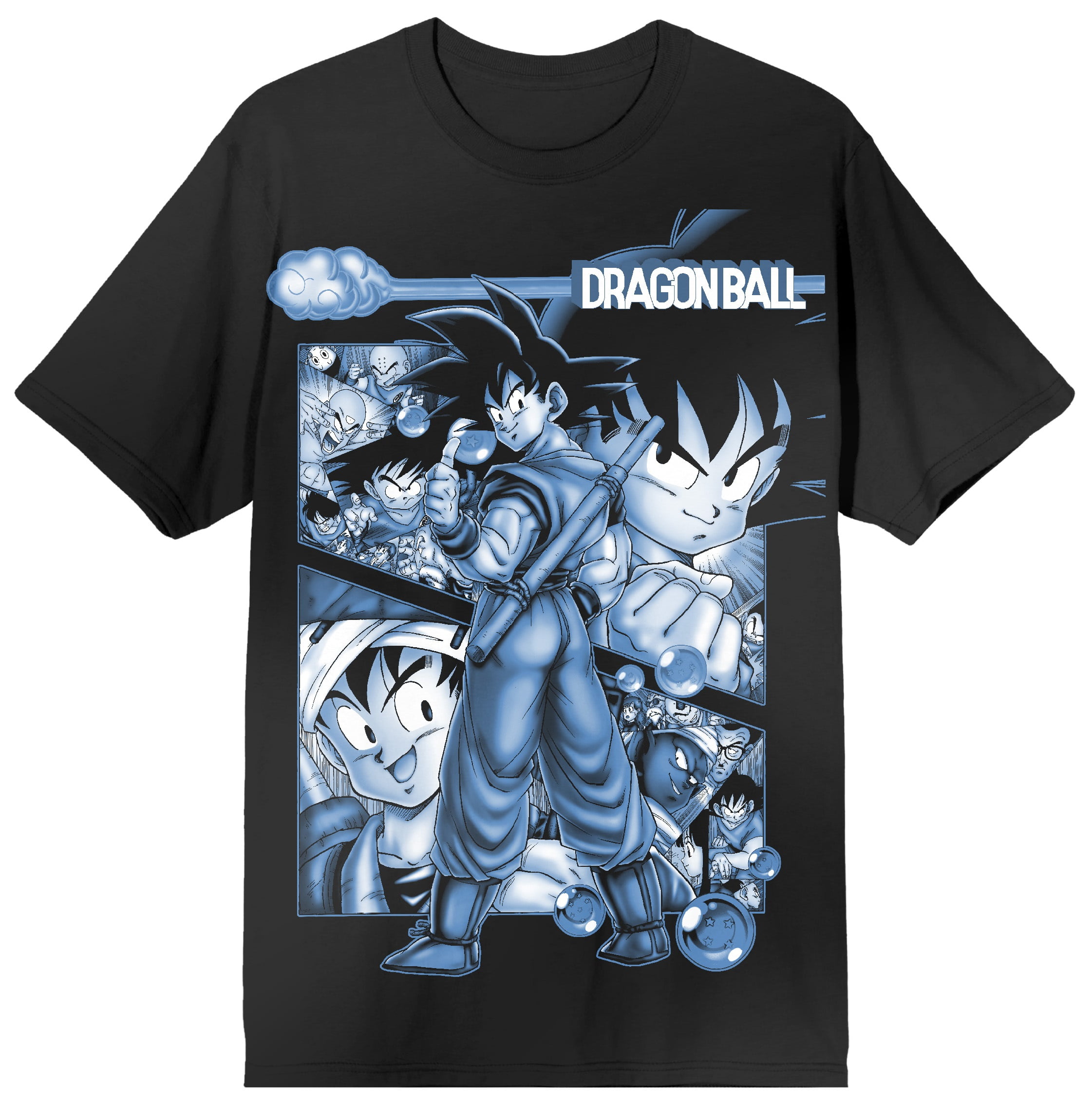 Dragon Ball Oversize Goku Blue Poster Art Crew Neck Short Sleeve Men's ...