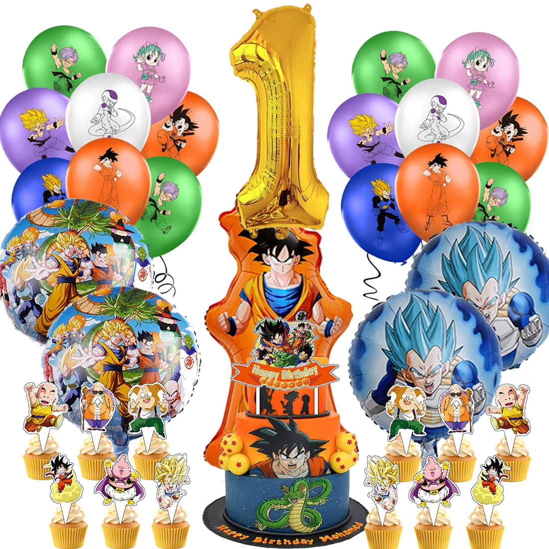 Dragon Ball Party Supplies 1st Decor Kit Balloons Birthday Cake Topper ...