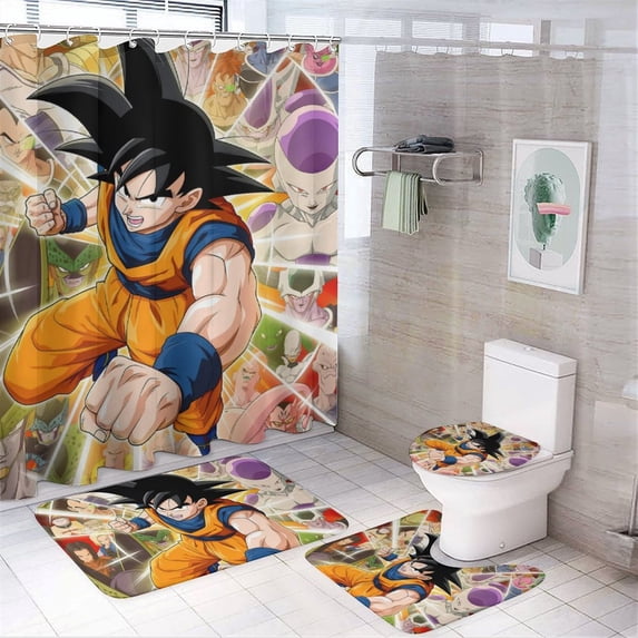 Dragon Ball Shower Curtain Sets, 4-piece Bathroom Sets, Waterproof ...
