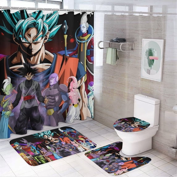 Dragon Ball Shower Curtain Sets, 4-piece Bathroom Sets, Waterproof ...