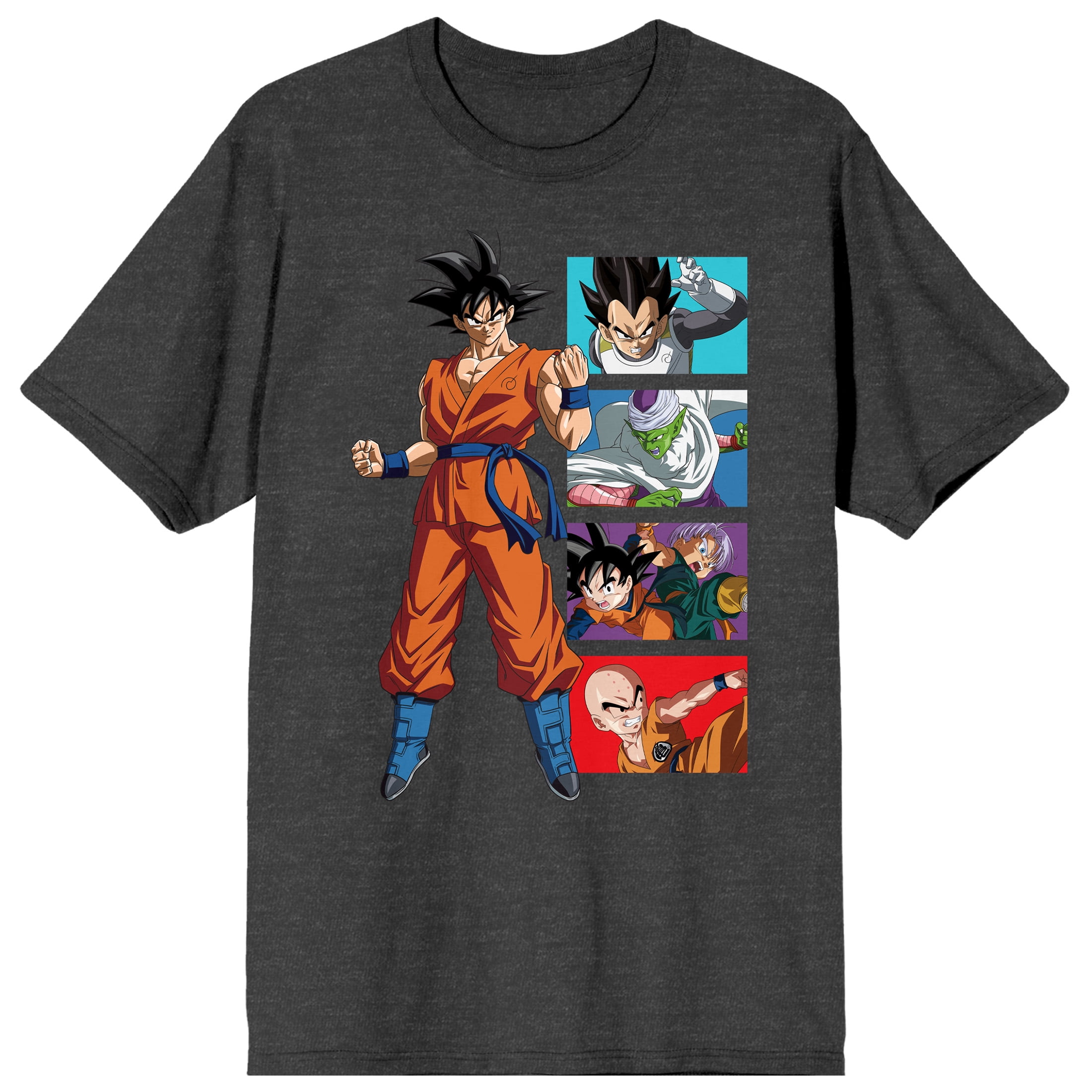 Dragon Ball Super Goku Character Panels Men's Charcoal Heather Crew ...