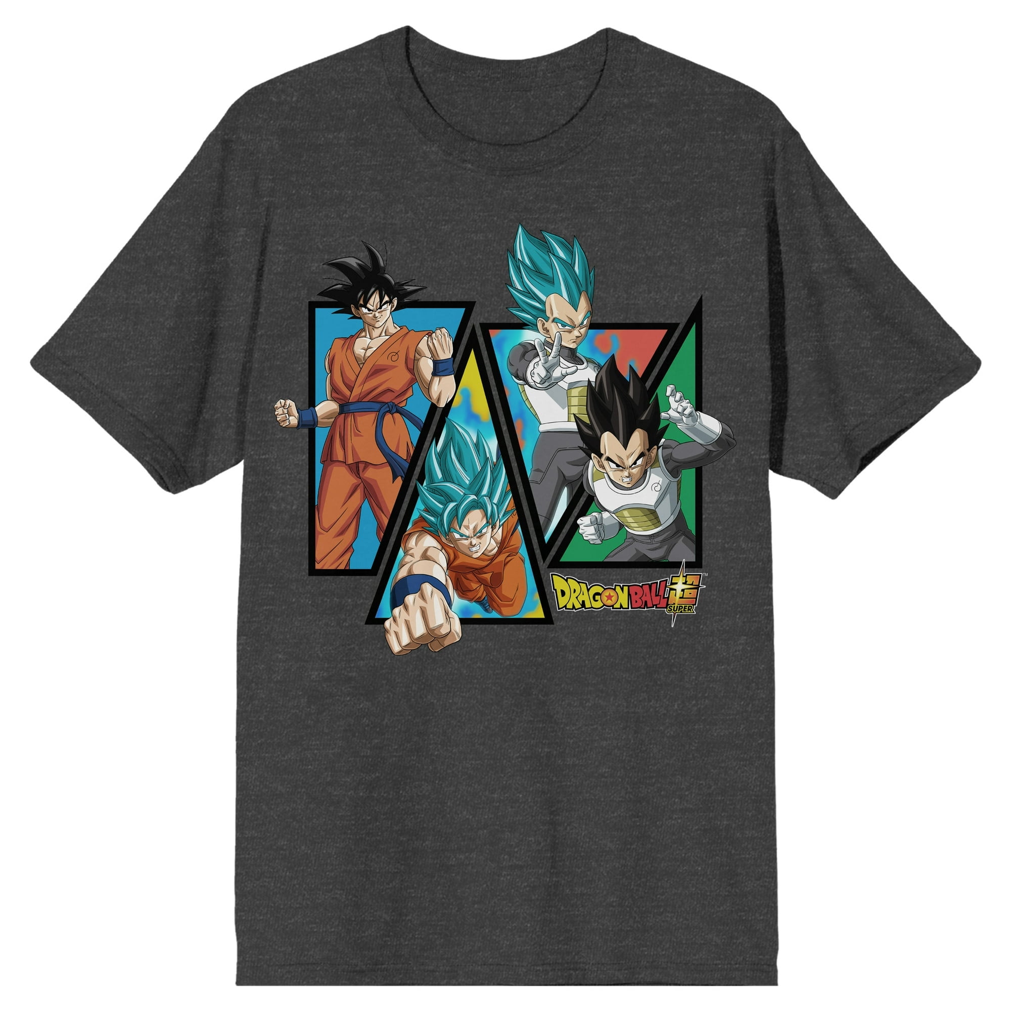 Dragon Ball Super Goku and Vegeta Character Art Men's Charcoal Heather ...