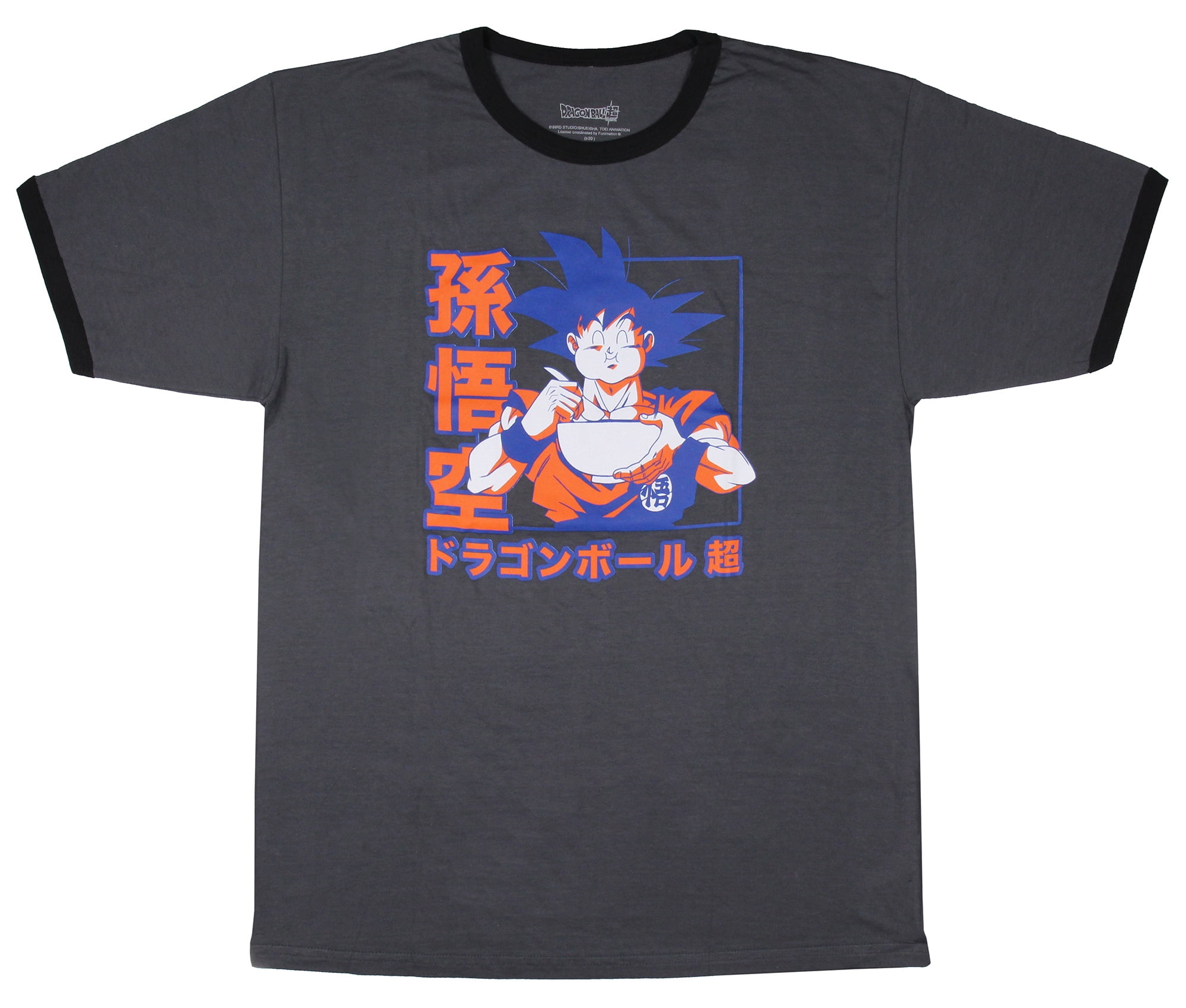 Dragon Ball Super Men's Goku Ramen Kanji Design Adult Anime Ringer T ...