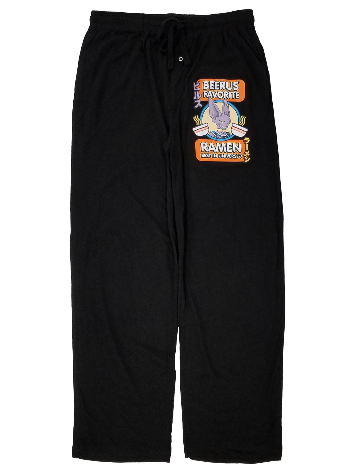 Dragon Ball Super Mens Black Beerus Favorite Ramen Sleep Pants Pajama ...