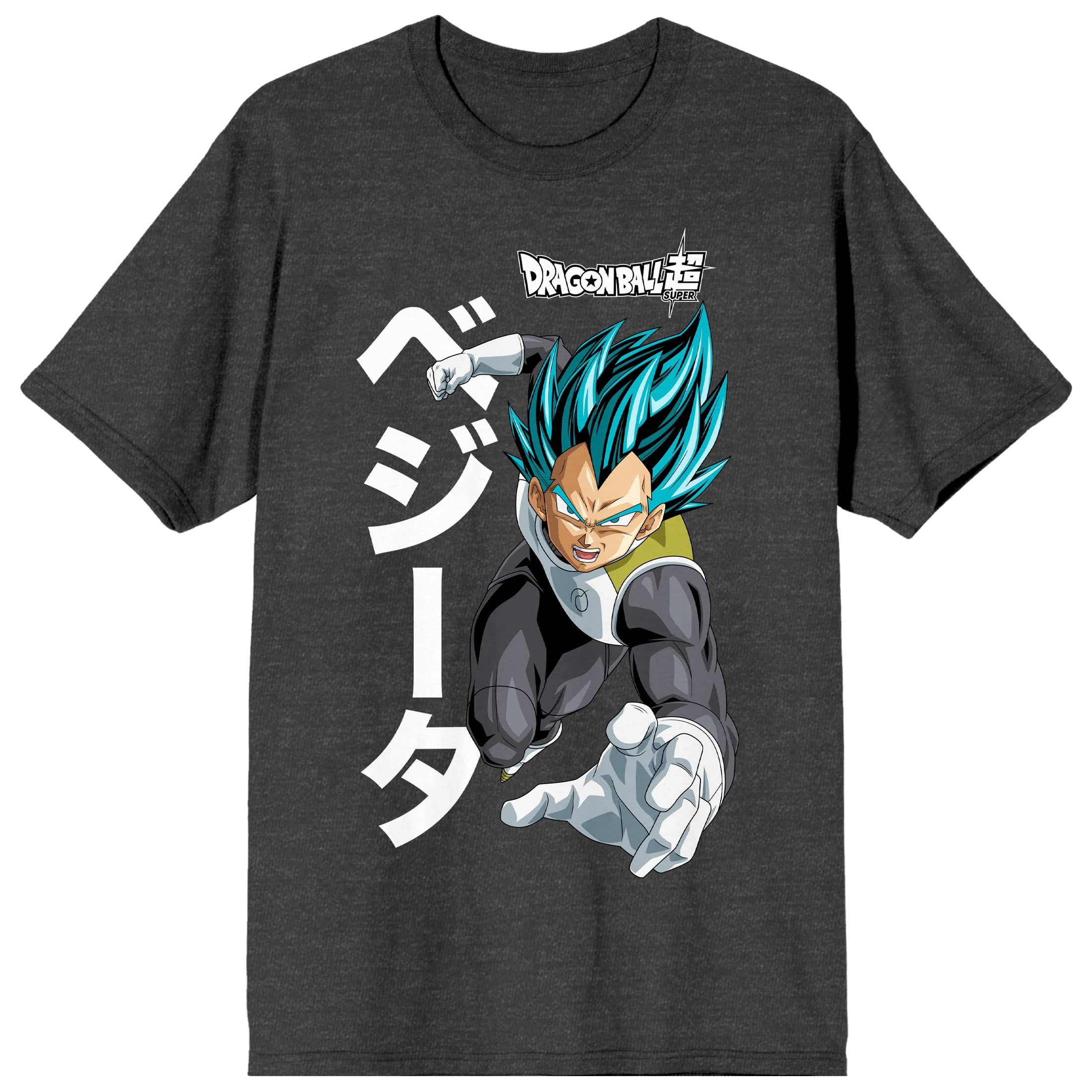 Dragon Ball Super Vegeta Kanji Men's Charcoal Heather Crew Neck Short ...