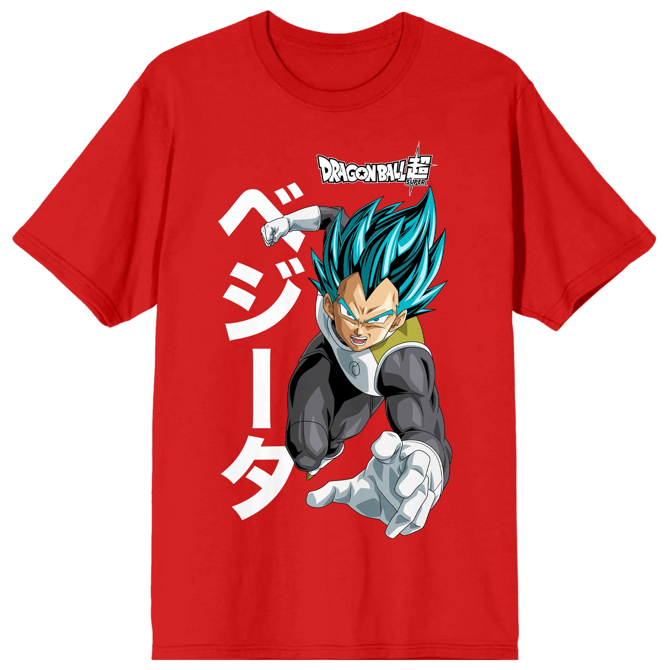 Dragon Ball Super Vegeta Kanji Men's Red Crew Neck Short Sleeve T-shirt ...