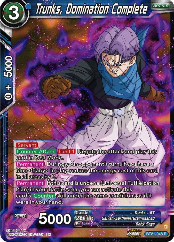 Dragon Ball Super Wild Resurgence Rare Trunks, Domination Complete BT21-048 - Walmart.com