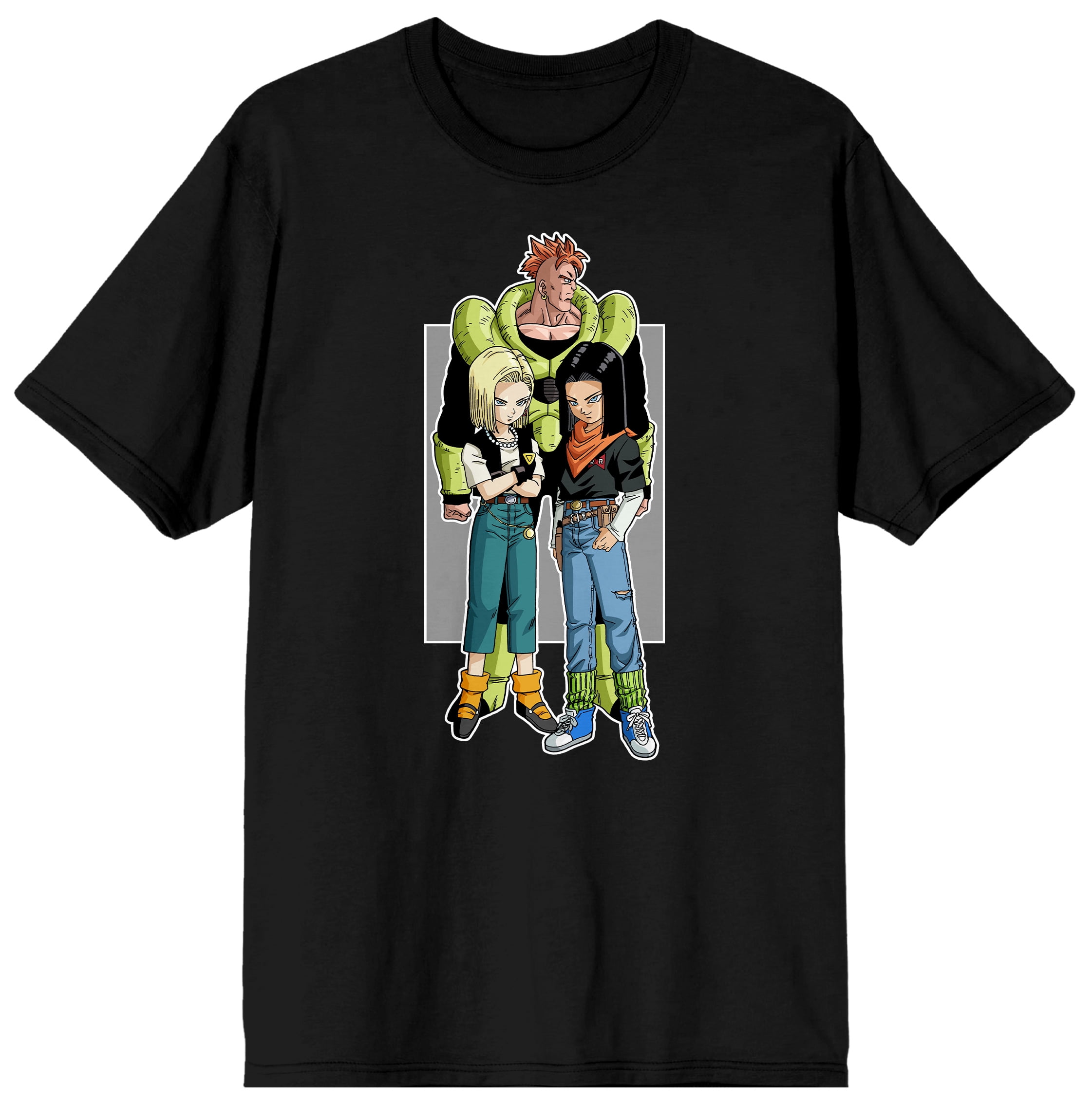 Dragon Ball Z Anime Android 16, 17, & 18 characters Black Tee- L ...