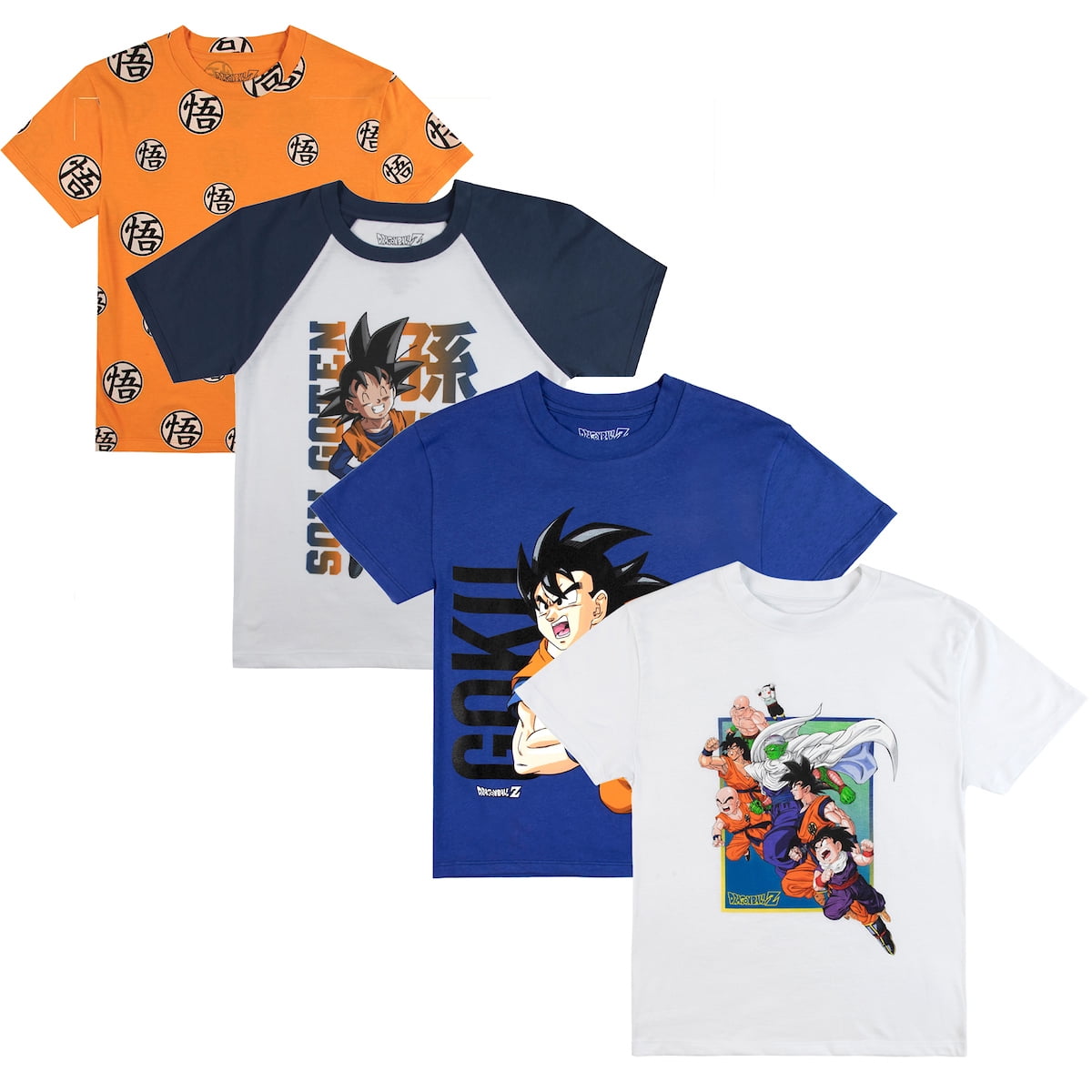 Bioworld Dragon Ball Z Characters Crew Neck T Shirts 4pk Boys Large ...