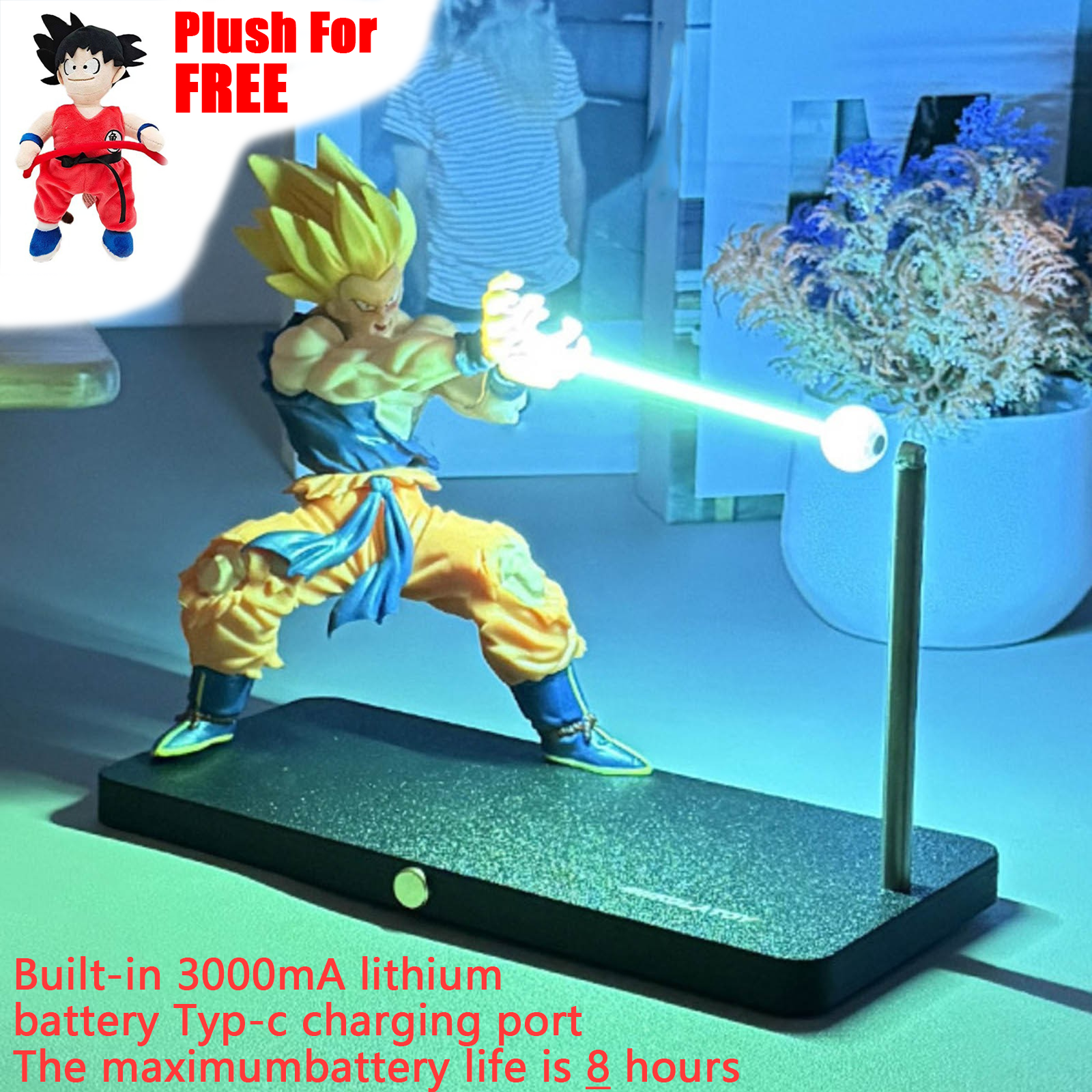 Dragon Ball Z Goku Kamehameha Magnetic Touch Night Light - Levitating ...