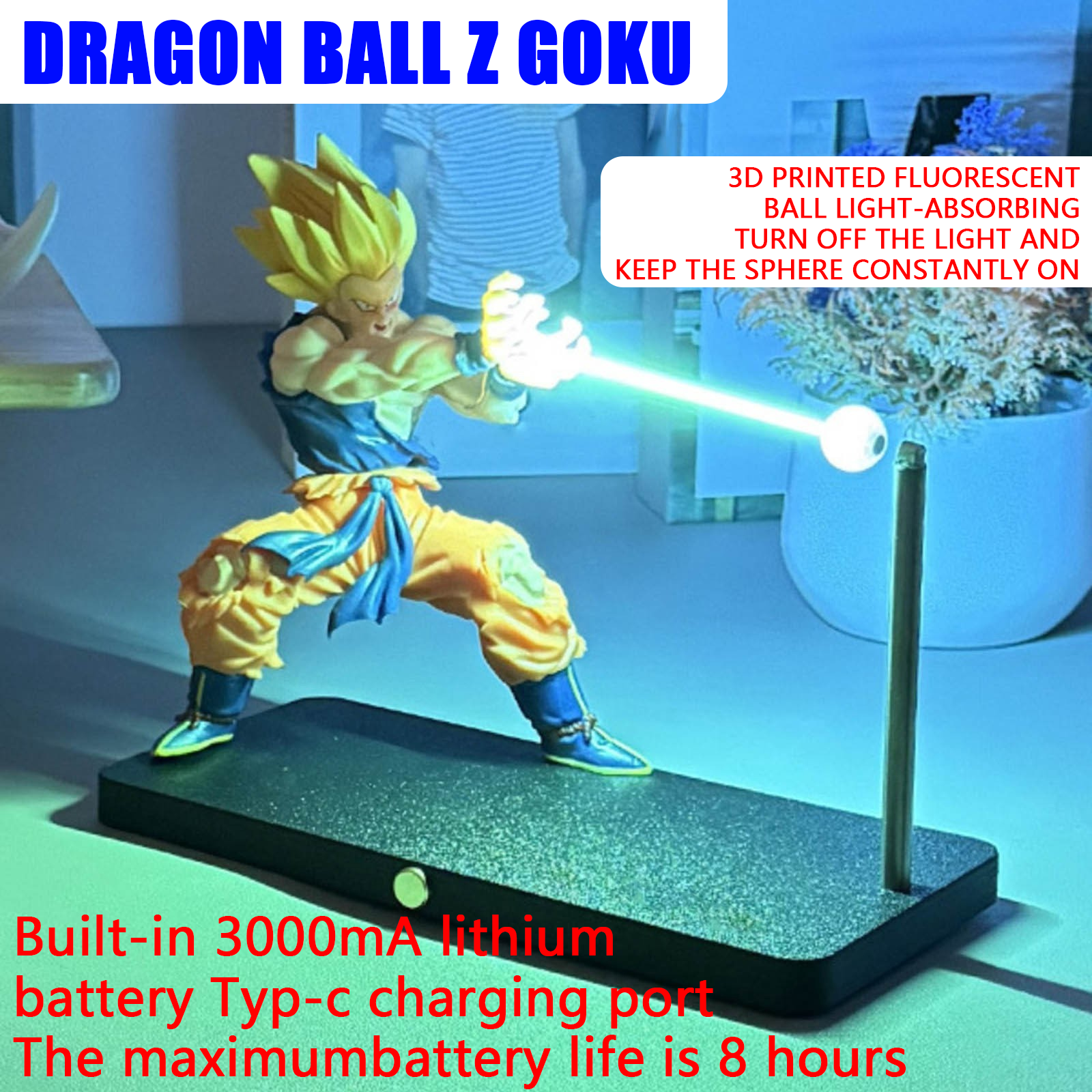 Dragon Ball Z Goku Kamehameha Magnetic Touch Night Light - Levitating ...