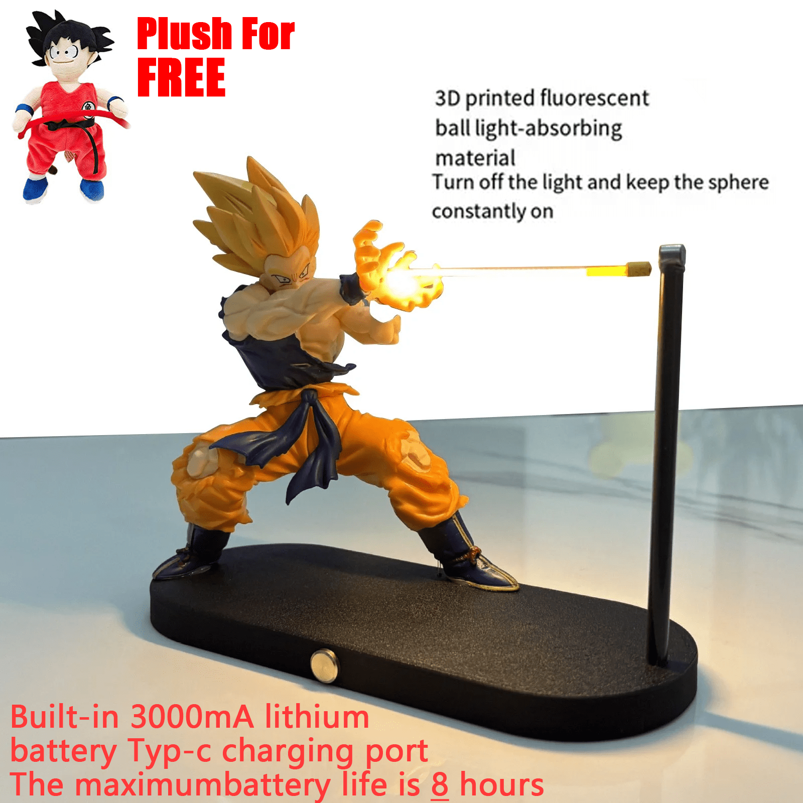 Dragon Ball Z Goku Kamehameha Magnetic Touch Night Light - Levitating ...