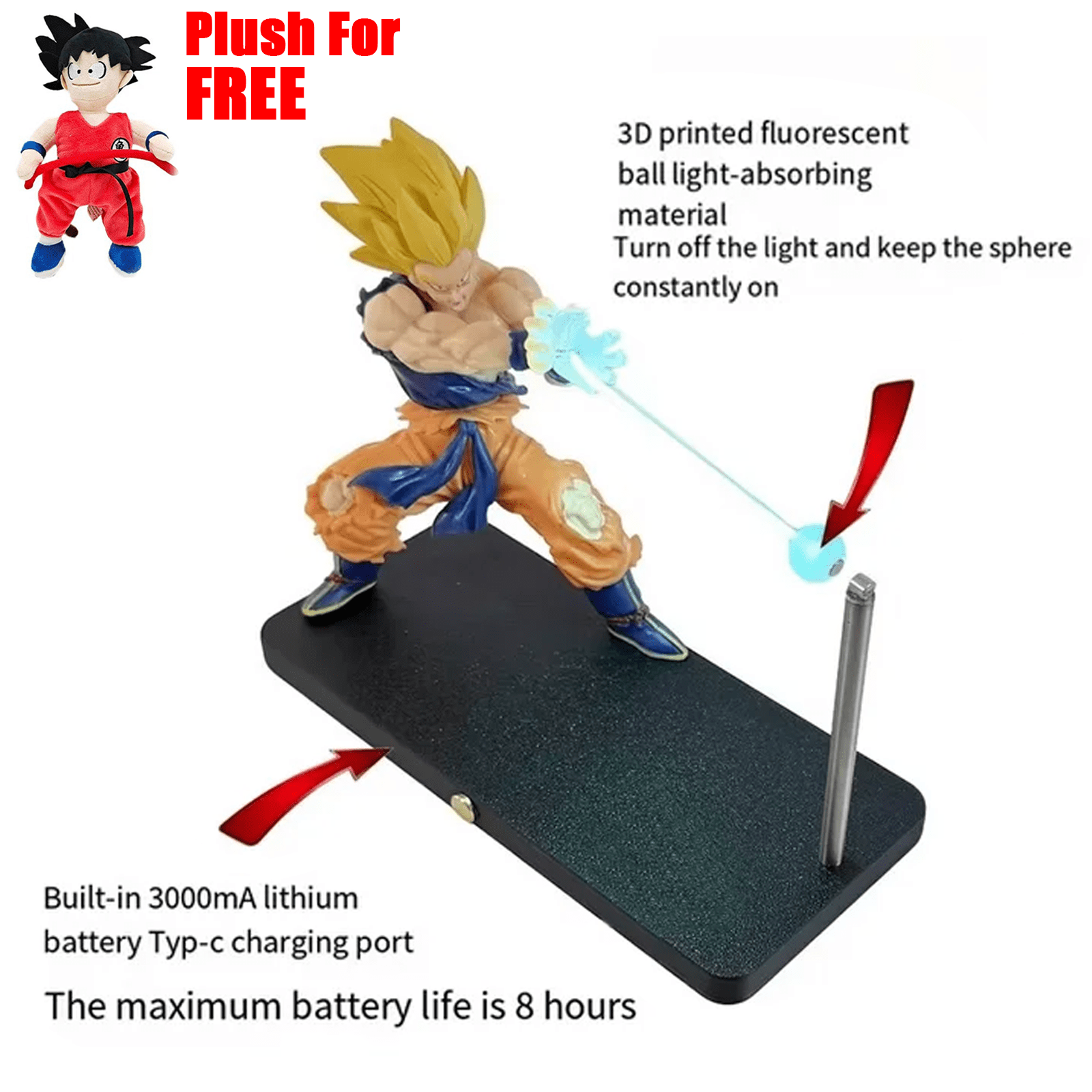 Dragon Ball Z Goku Kamehameha Wave Magnetic Touch LED Light,Creative ...