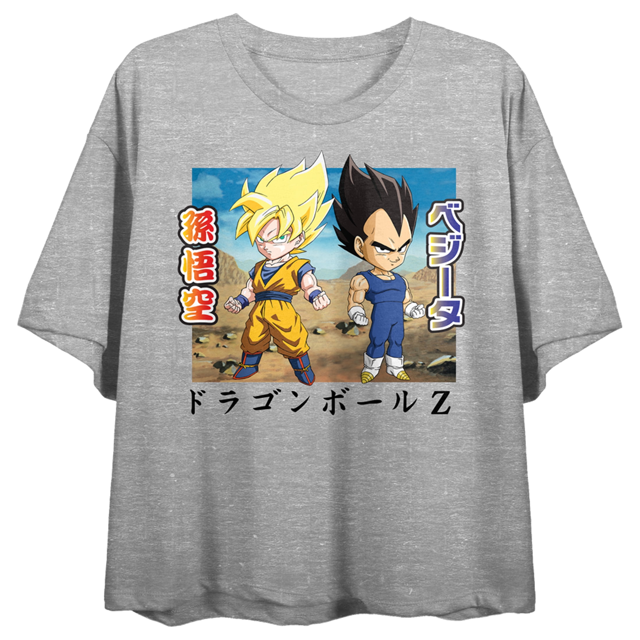 Dragon Ball Z Goku & Vegeta Crew Neck Short Sleeve Gray Heather Women's ...