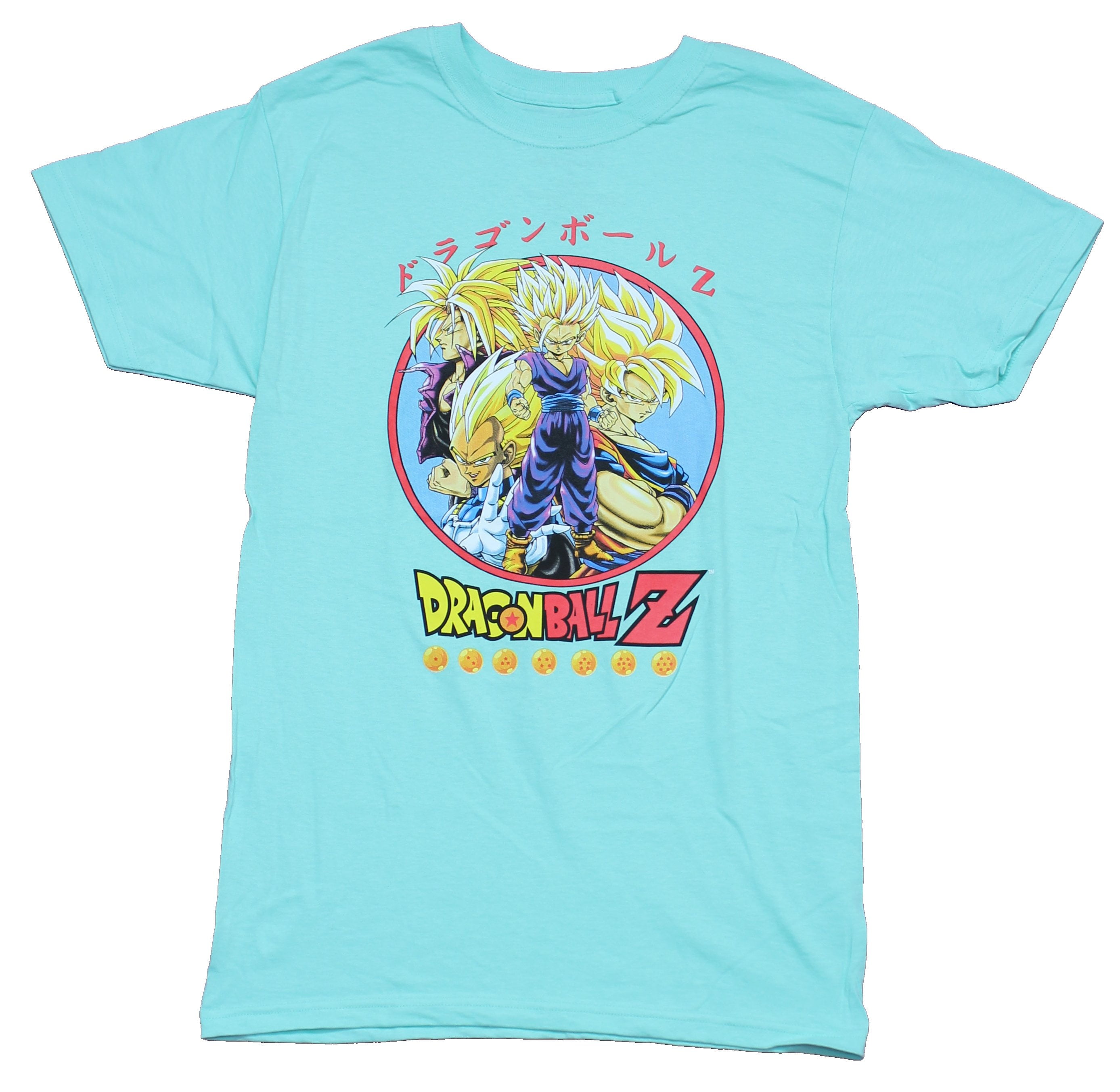 Dragon Ball Z Mens T-Shirt - Blonde Goku Gohan & More Kanji Circle ...