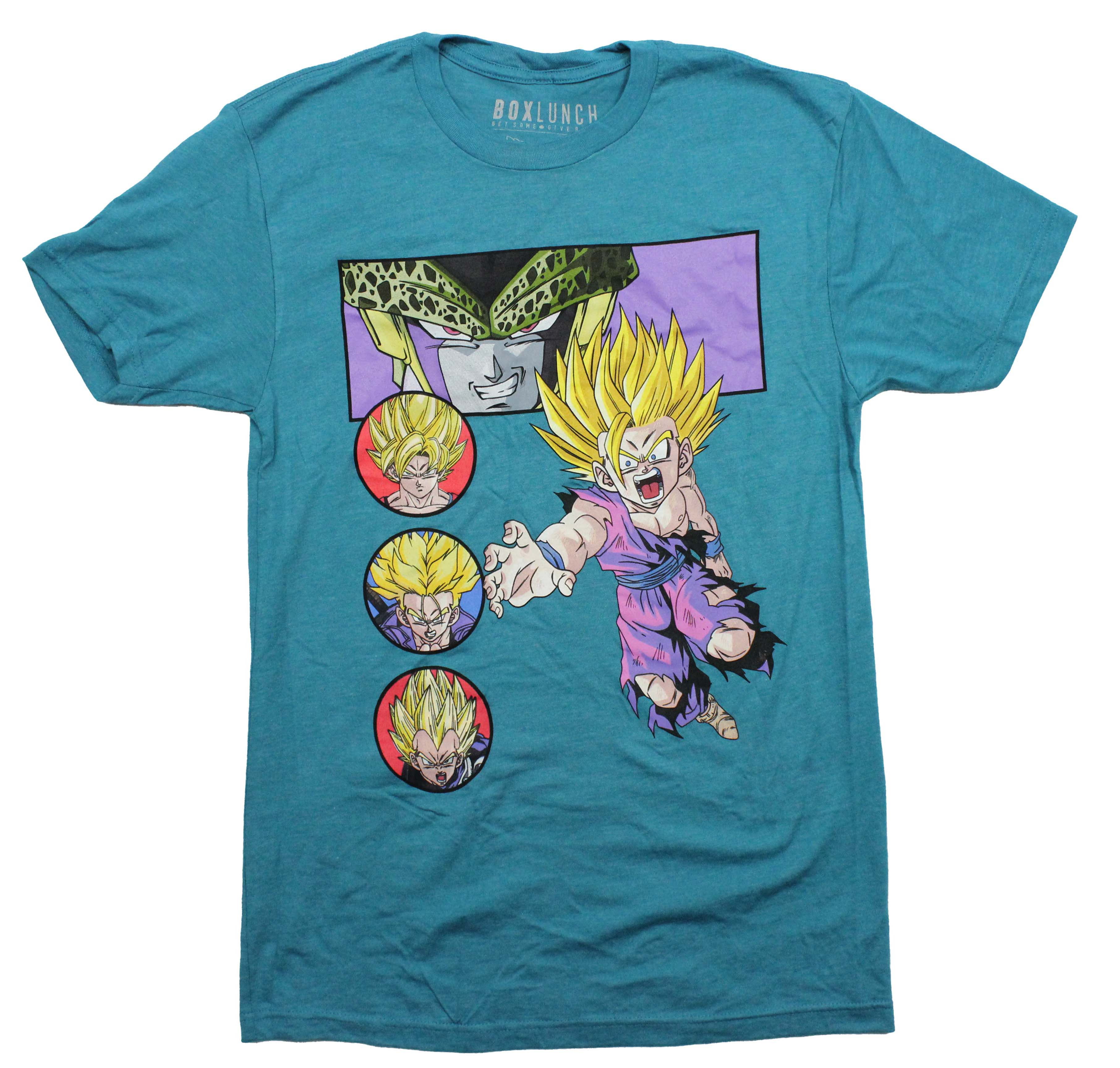 Dragon Ball Z Mens T-Shirt - Cell Behind 3 Circled Sayians Circle ...