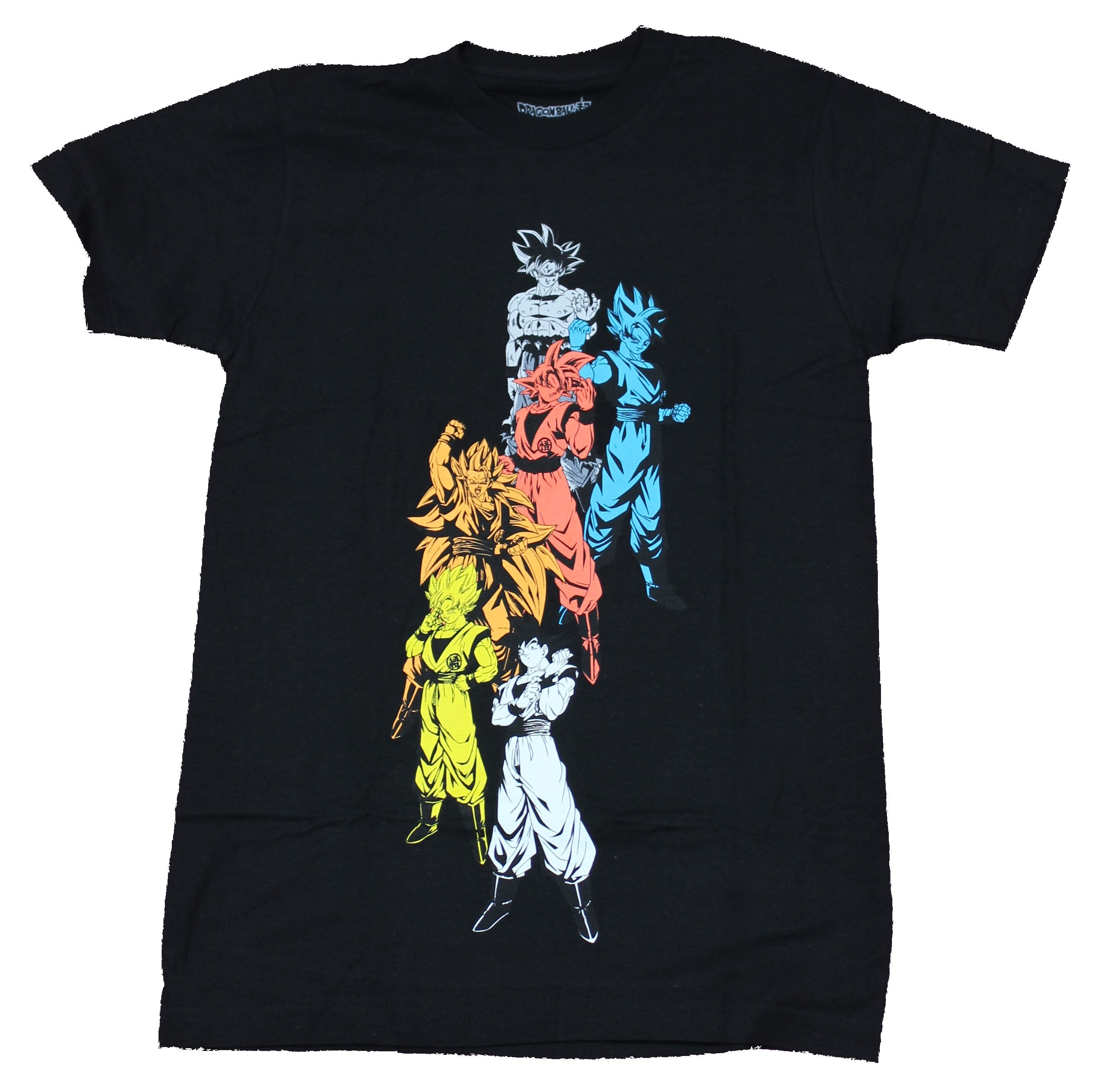 Dragon Ball Z Mens T-Shirt - Goku's Many Versions in Neon (Medium ...