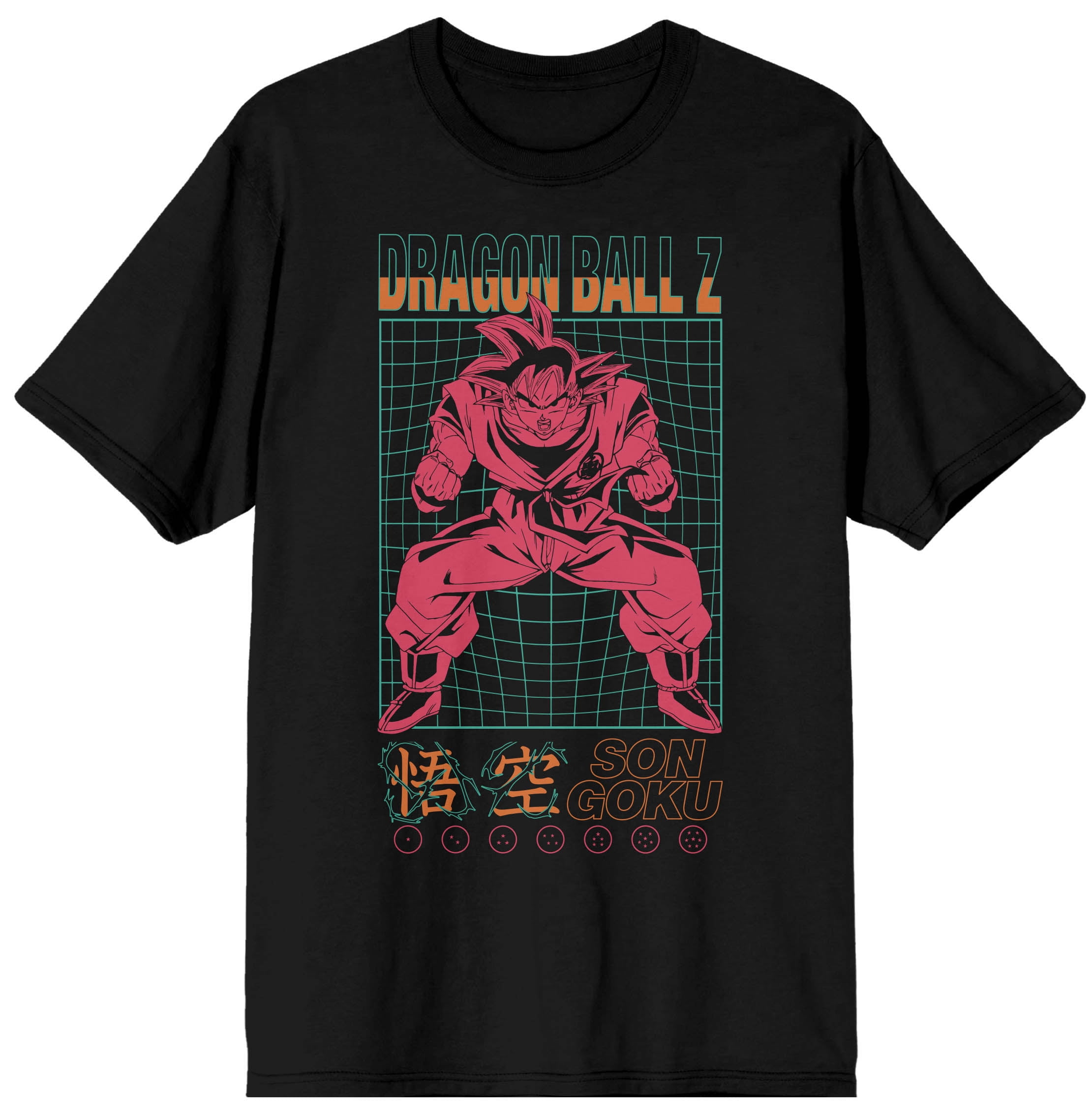 Dragon Ball Z Son Goku Kaio Ken Grid Men's Black T-shirt-Large ...