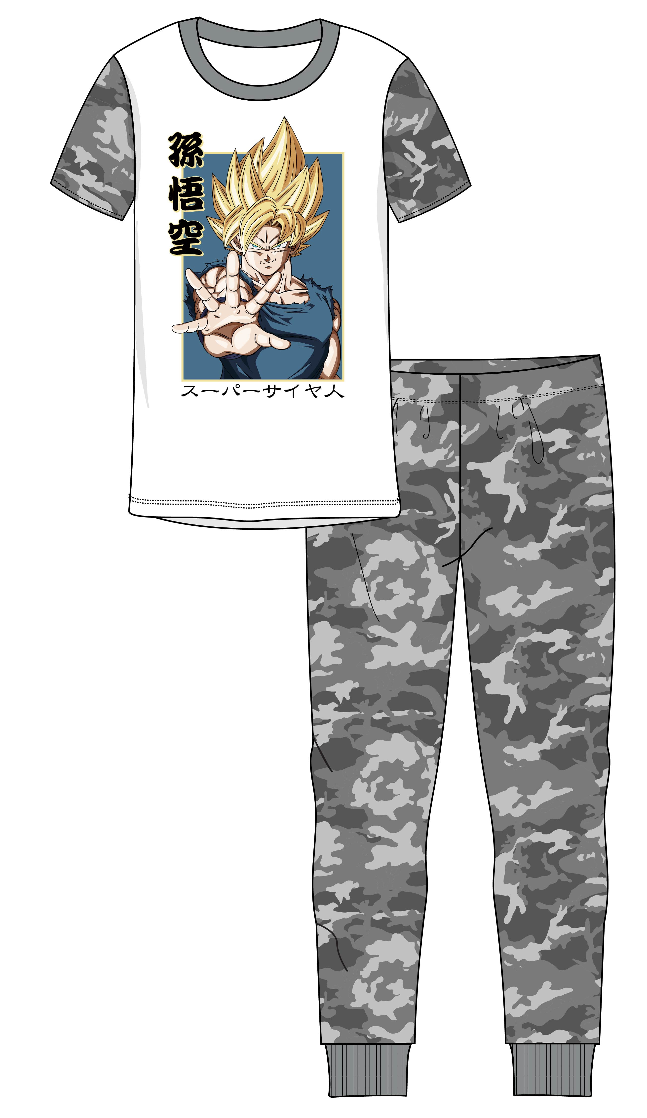 Dragon Ball Z Super Saiyan Goku Boy's Short Sleeve Shirt & Gray Camo ...