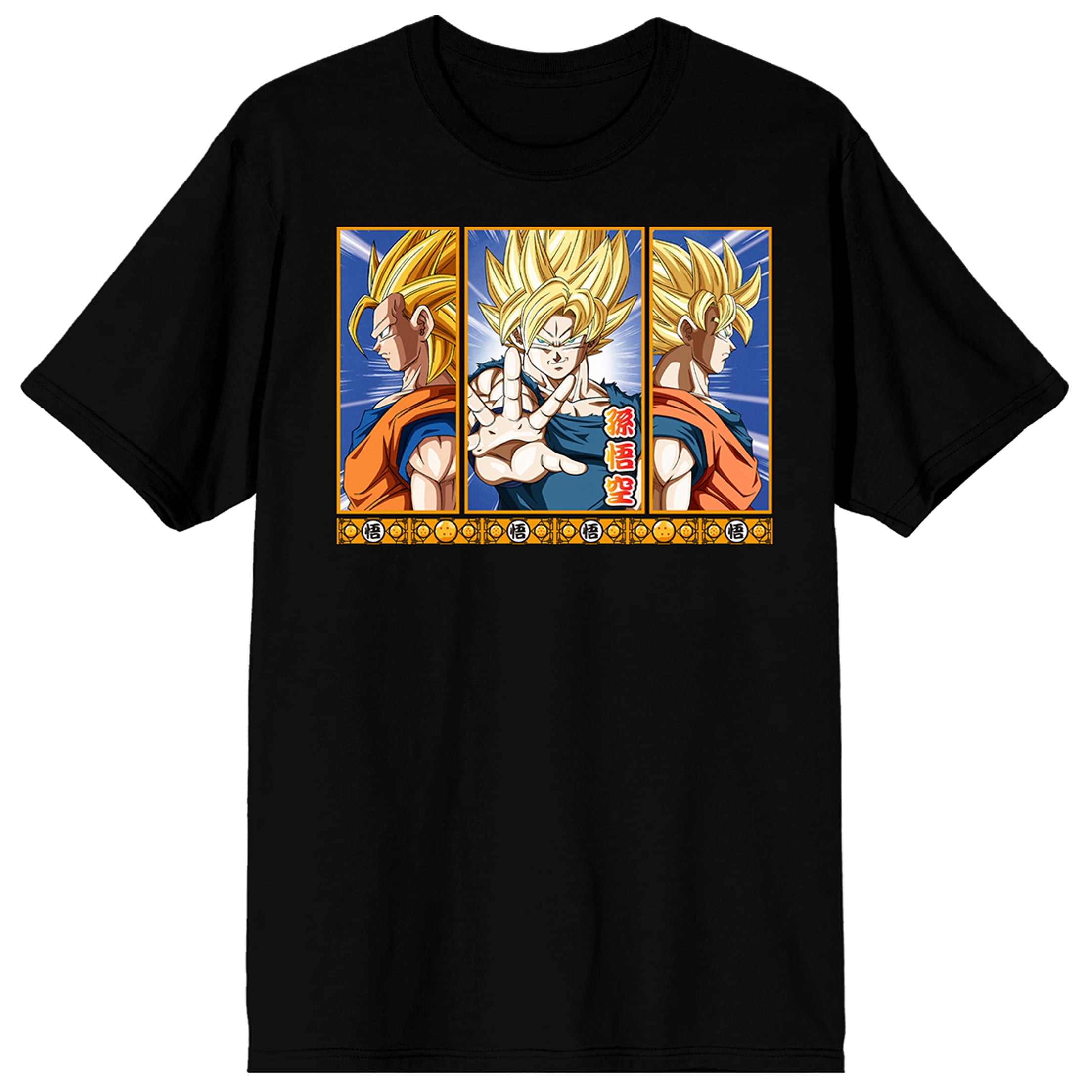 Dragon Ball Z Super Saiyan Goku Character Panels Adult Black Crew Neck ...