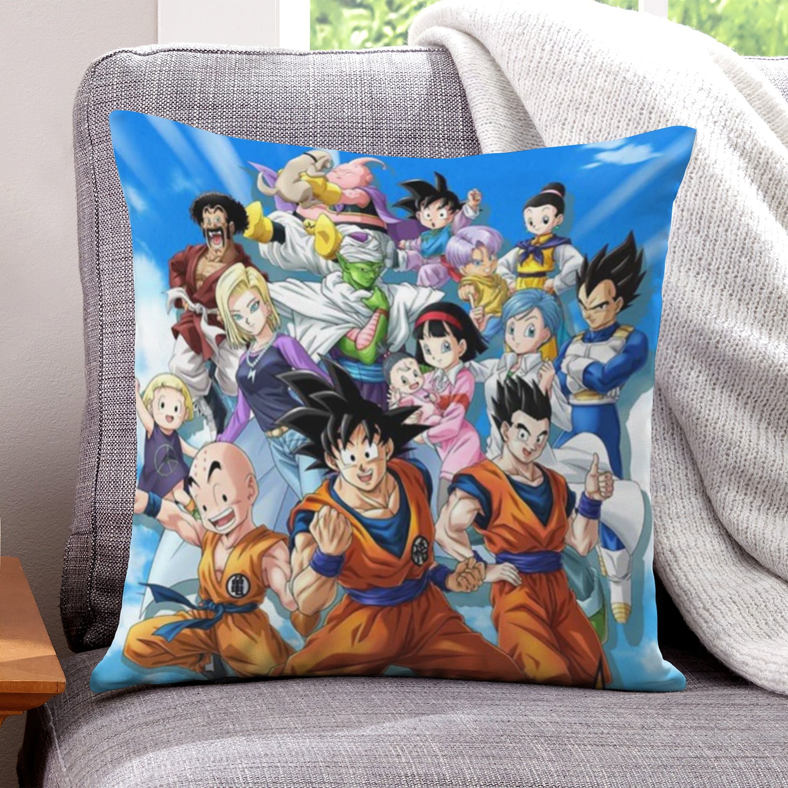 Dragon Ball Z Throw Pillow Covers** Luxury Silk Cover Set for Home/Car ...