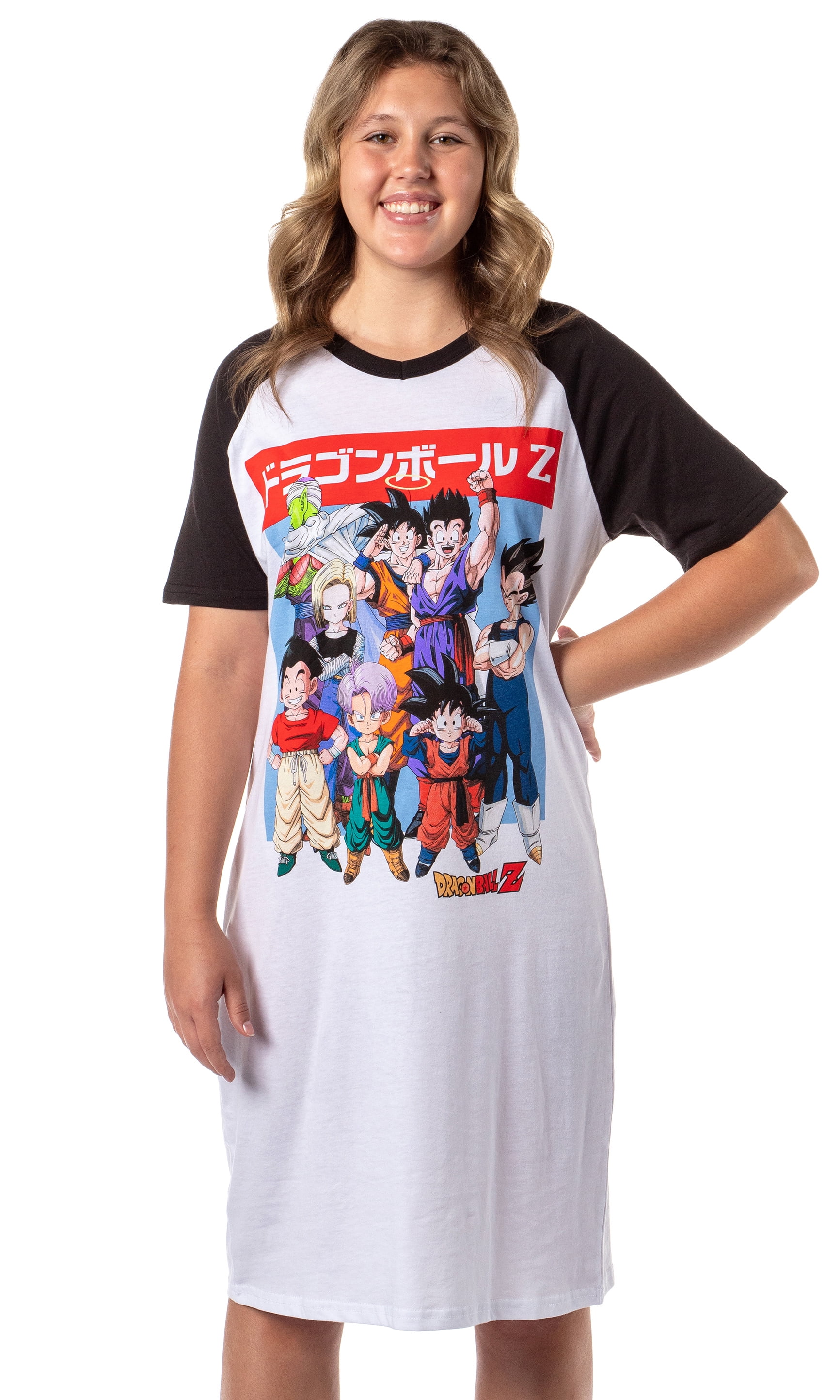 Dragon Ball Z Womens' Goku Gohan Vegeta Group Shot V-Neck Pajama Sleep ...