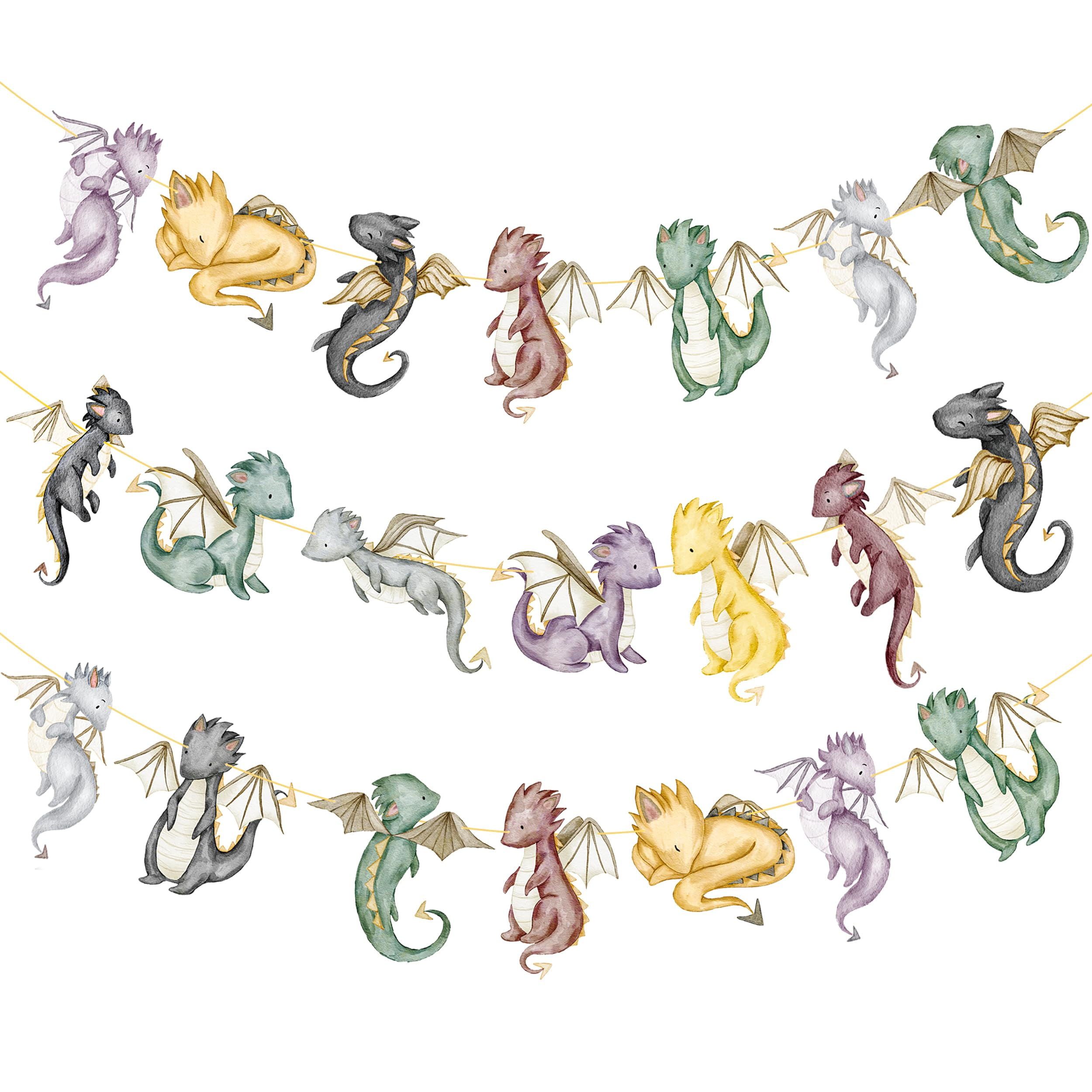 Dragon Banners 2Pcs Watercolor Dragon Party KKS1 Cutout Banners Fantasy ...