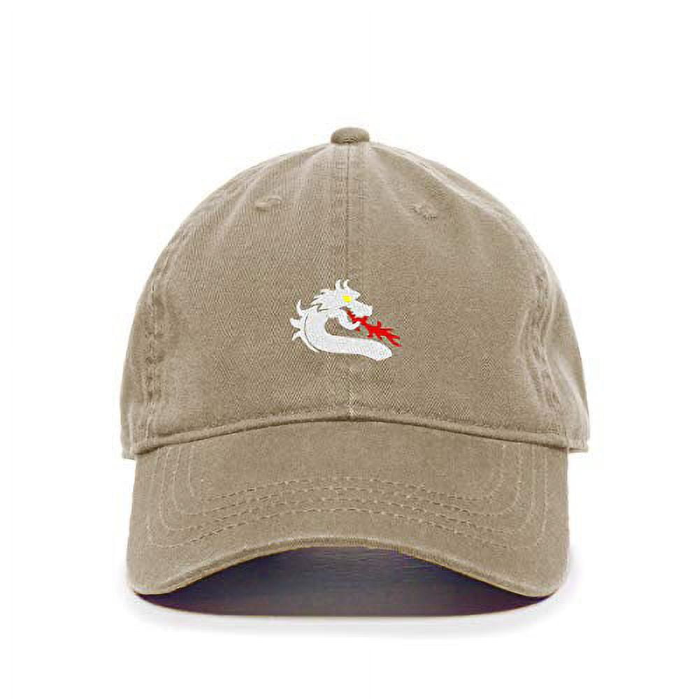 Dragon Baseball Cap Embroidered Cotton Adjustable Dad Hat Khaki ...