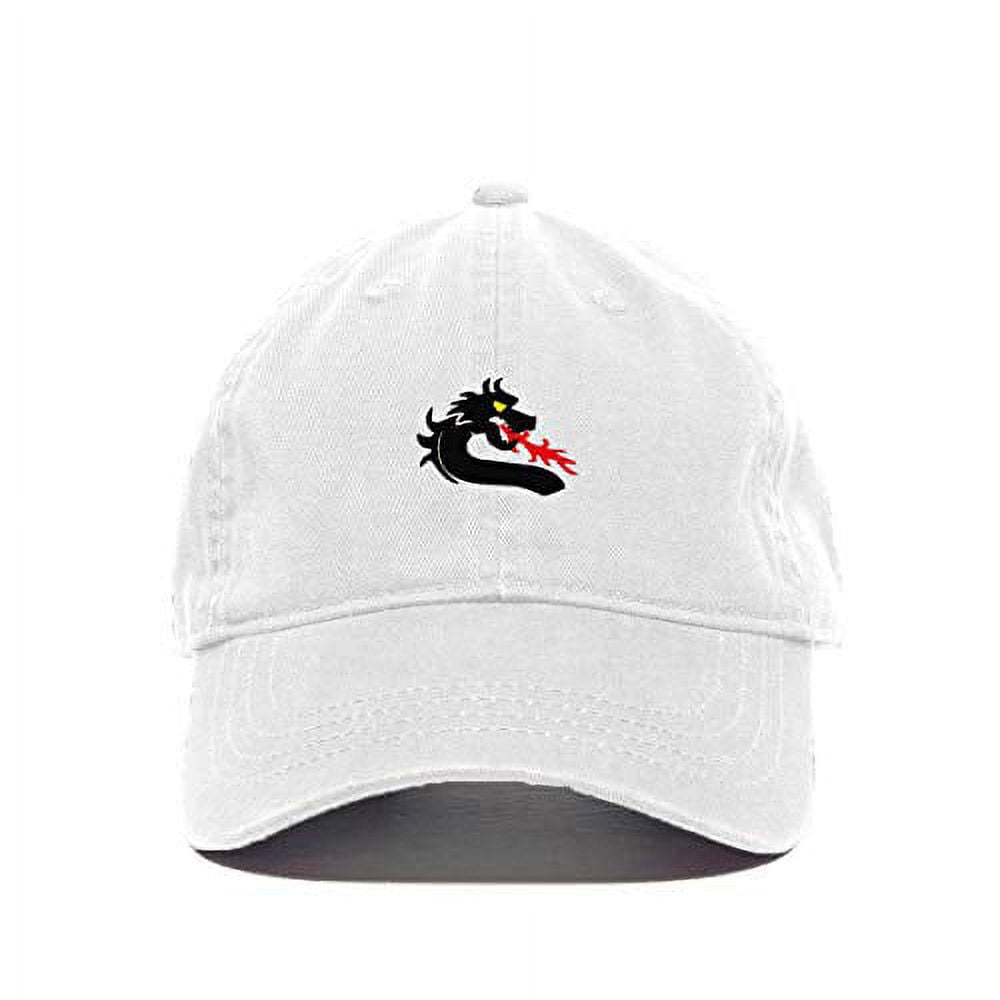 Dragon Baseball Cap Embroidered Cotton Adjustable Dad Hat White ...