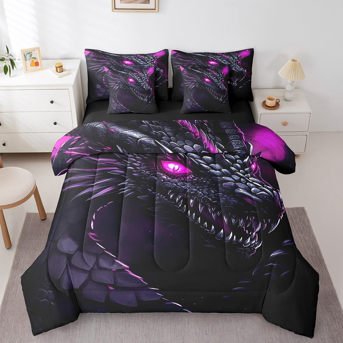 Dragon Bed In A Bag Magical Animal Queen Size Comforter Set 7-Piece ...