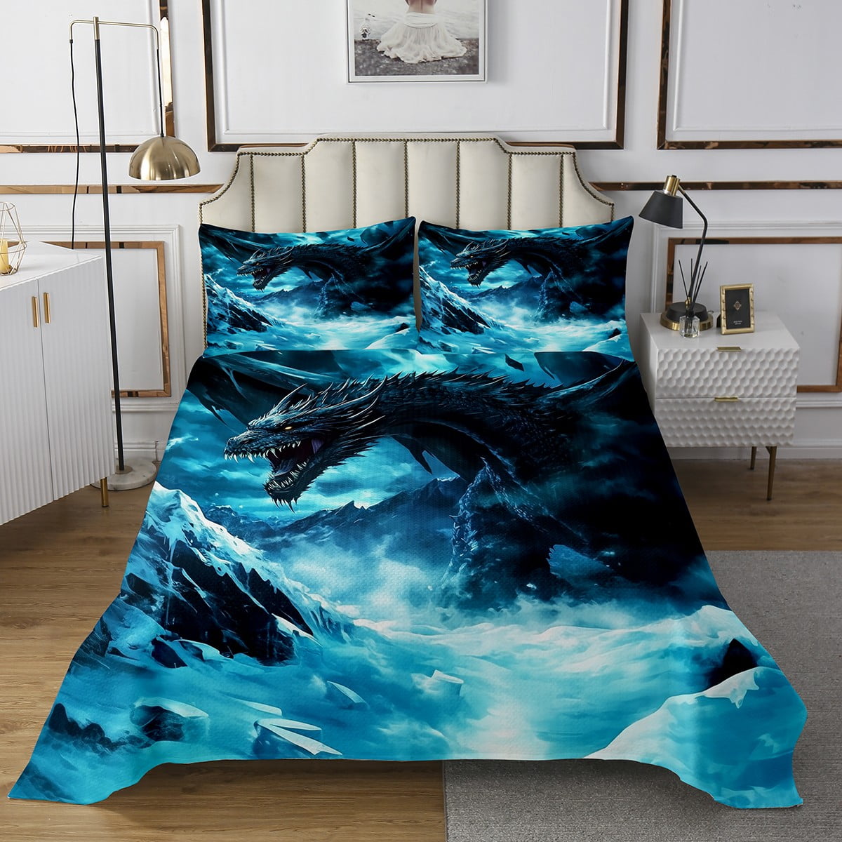Dragon Bedspread Set King Size Magical Dragon Quilt Set For Teens Room ...