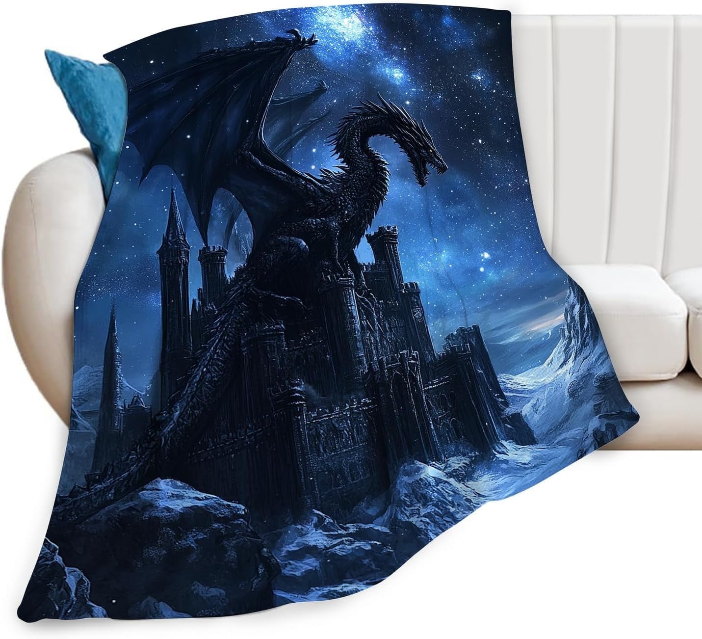 Dragon Blanket Plush Cozy Galaxy Black Dragon Throw Blankets for Girls ...
