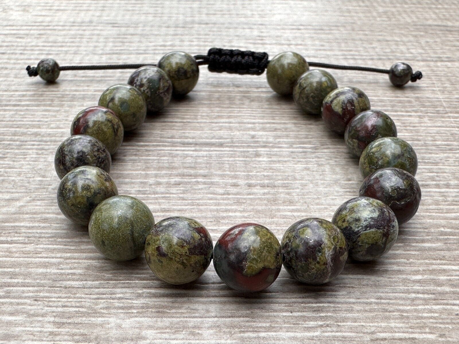 Dragon Blood Jasper Crystal Adjustable Bead Bracelet 10mm - Dispelling ...