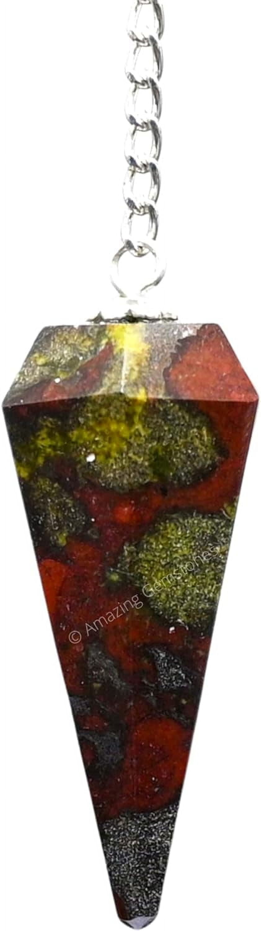 Dragon Bloodstone Crystal Pendulum Dowsing Reiki Hexagonal Points ...
